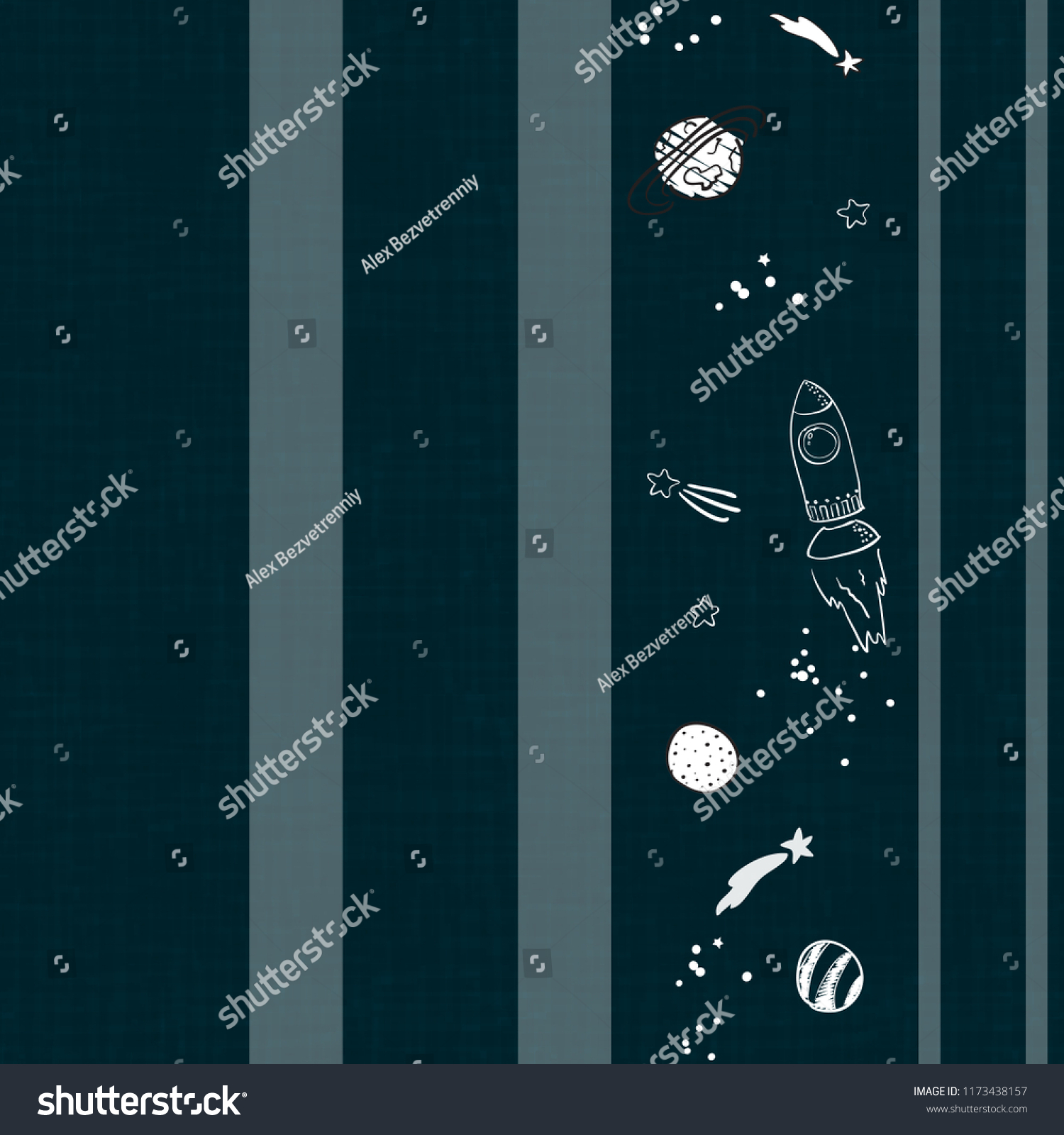 Space Background Kids Wallpaper Vector Seamless Stock Vector (Royalty ...