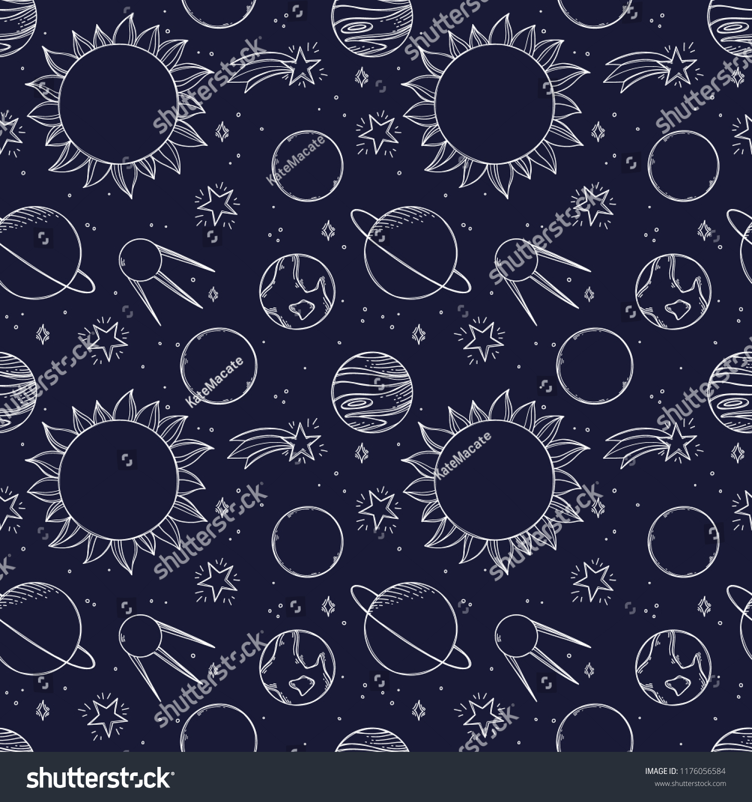 Space Background Hand Drawn Vector Illustrations Stock Vector (Royalty ...