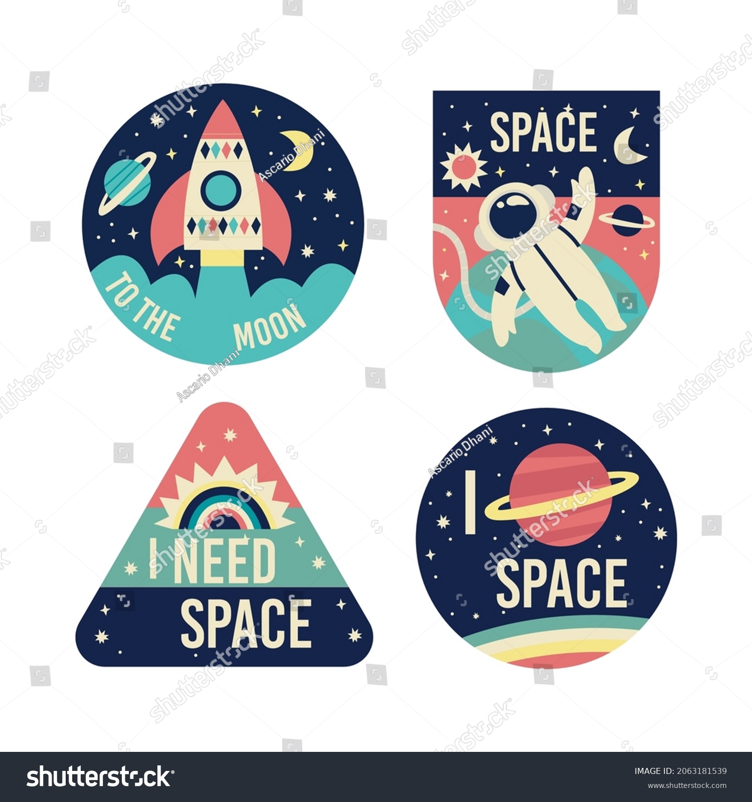 Space Element Emblem Planet Rocket Stock Vector (Royalty Free ...