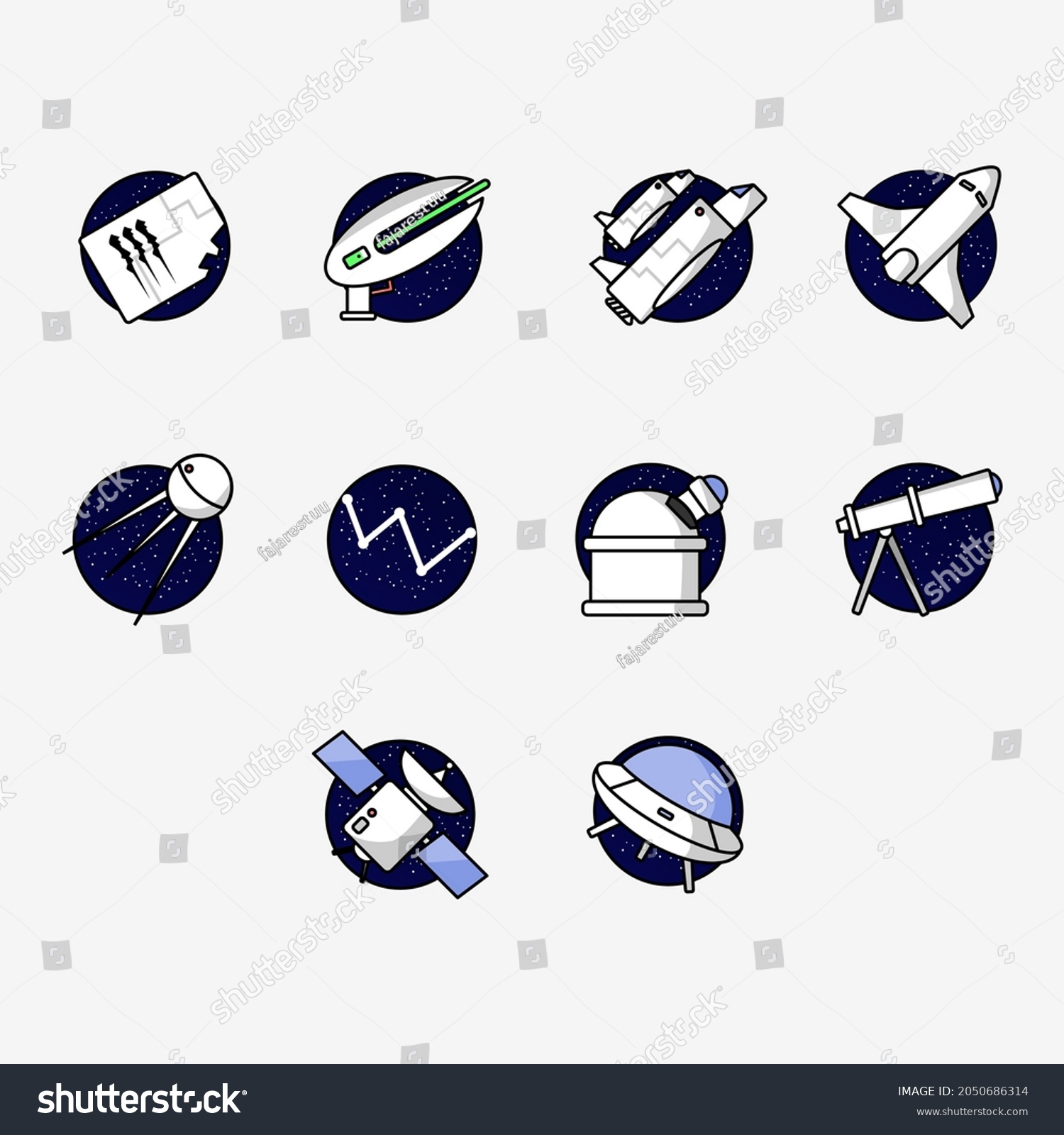 Space Exploration Interstellar Illustration Icon Set Stock Vector ...