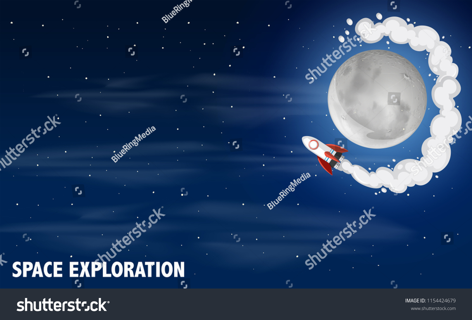 Space Exploration Scene Concept Illustration Stock Vector (Royalty Free ...