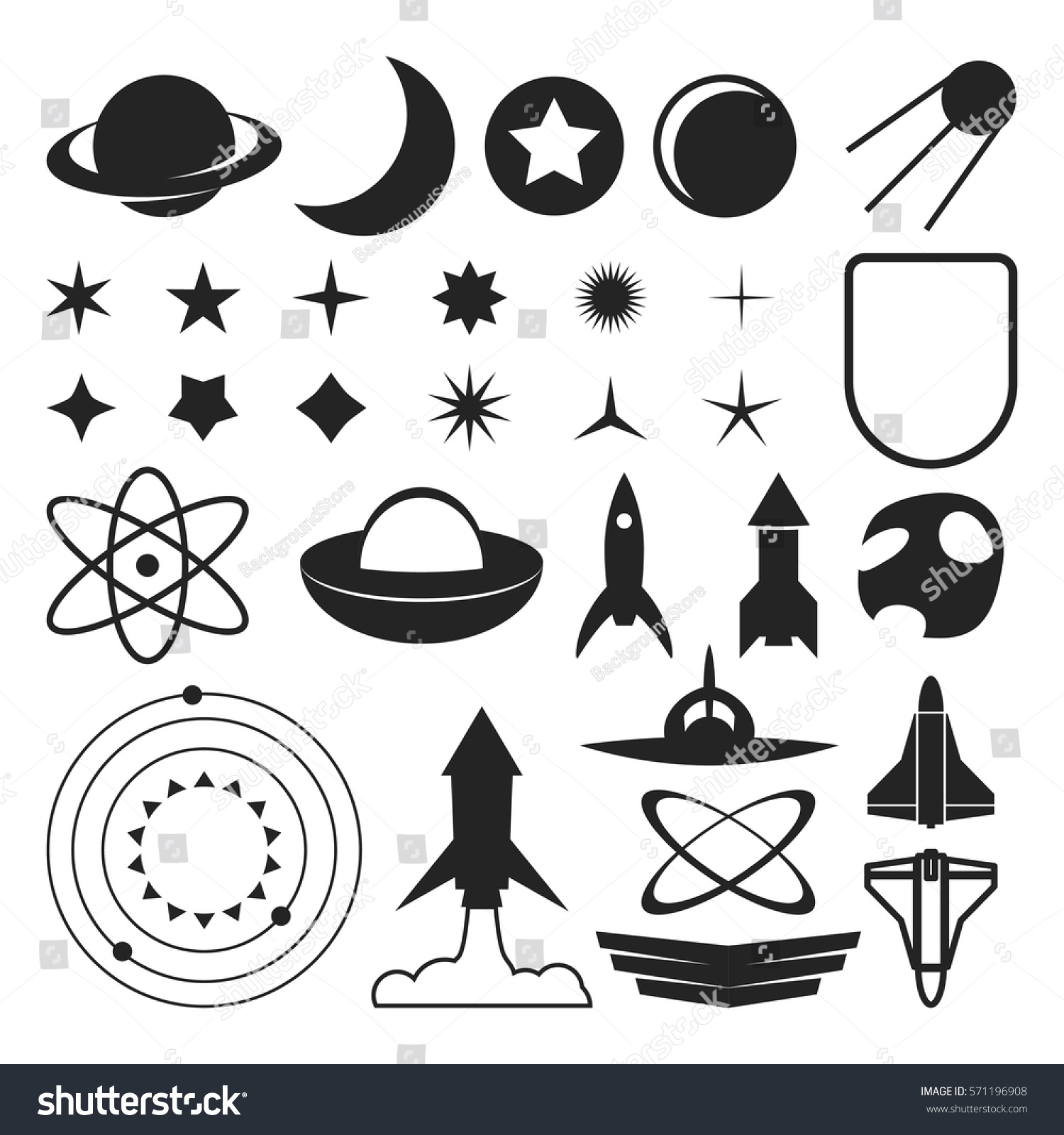 Space Exploration Sci Fi Black Vector Stock Vector (Royalty Free) 571196908