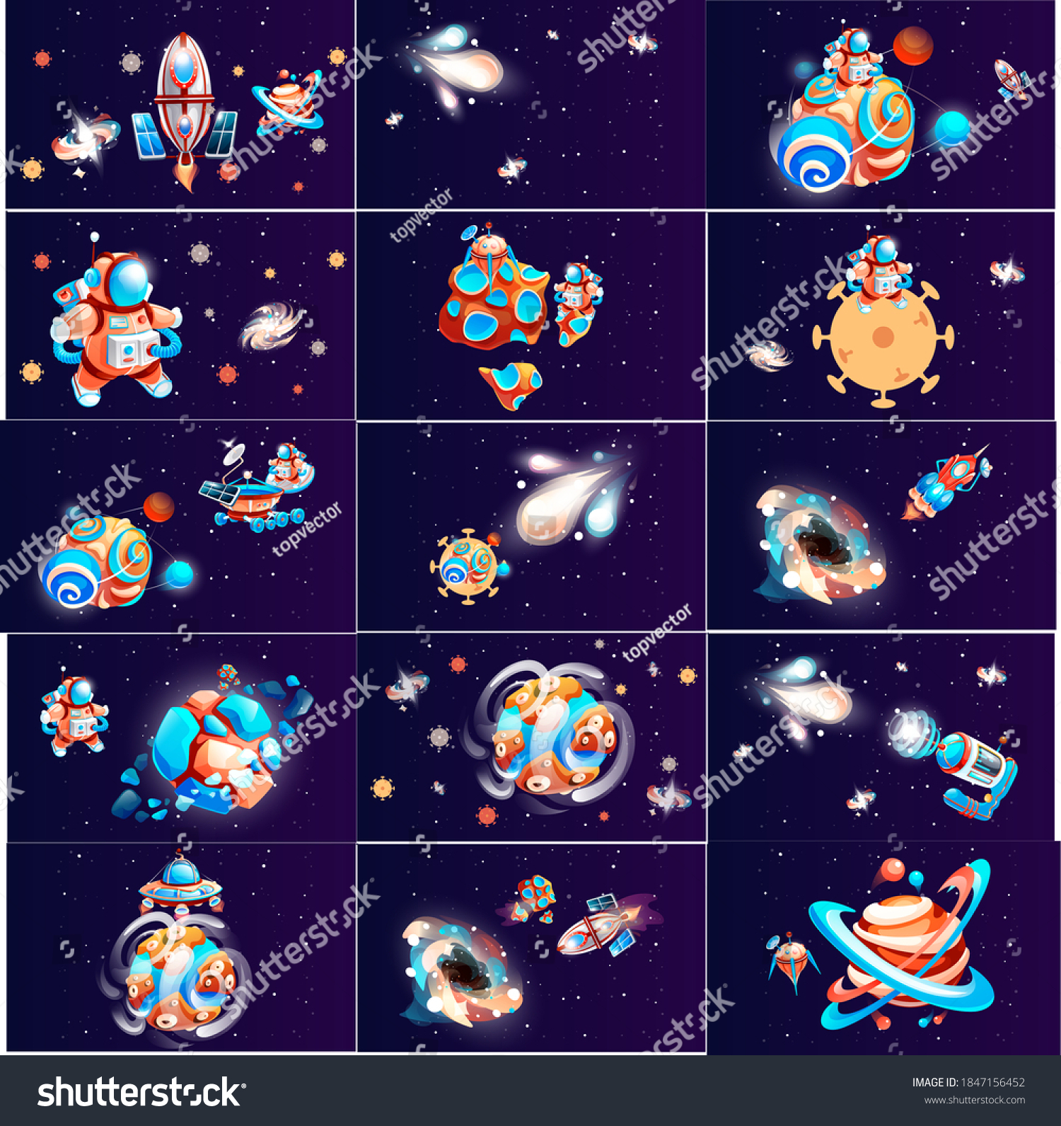 Space Game Elements Outer Space Objects Stock Vector (Royalty Free ...