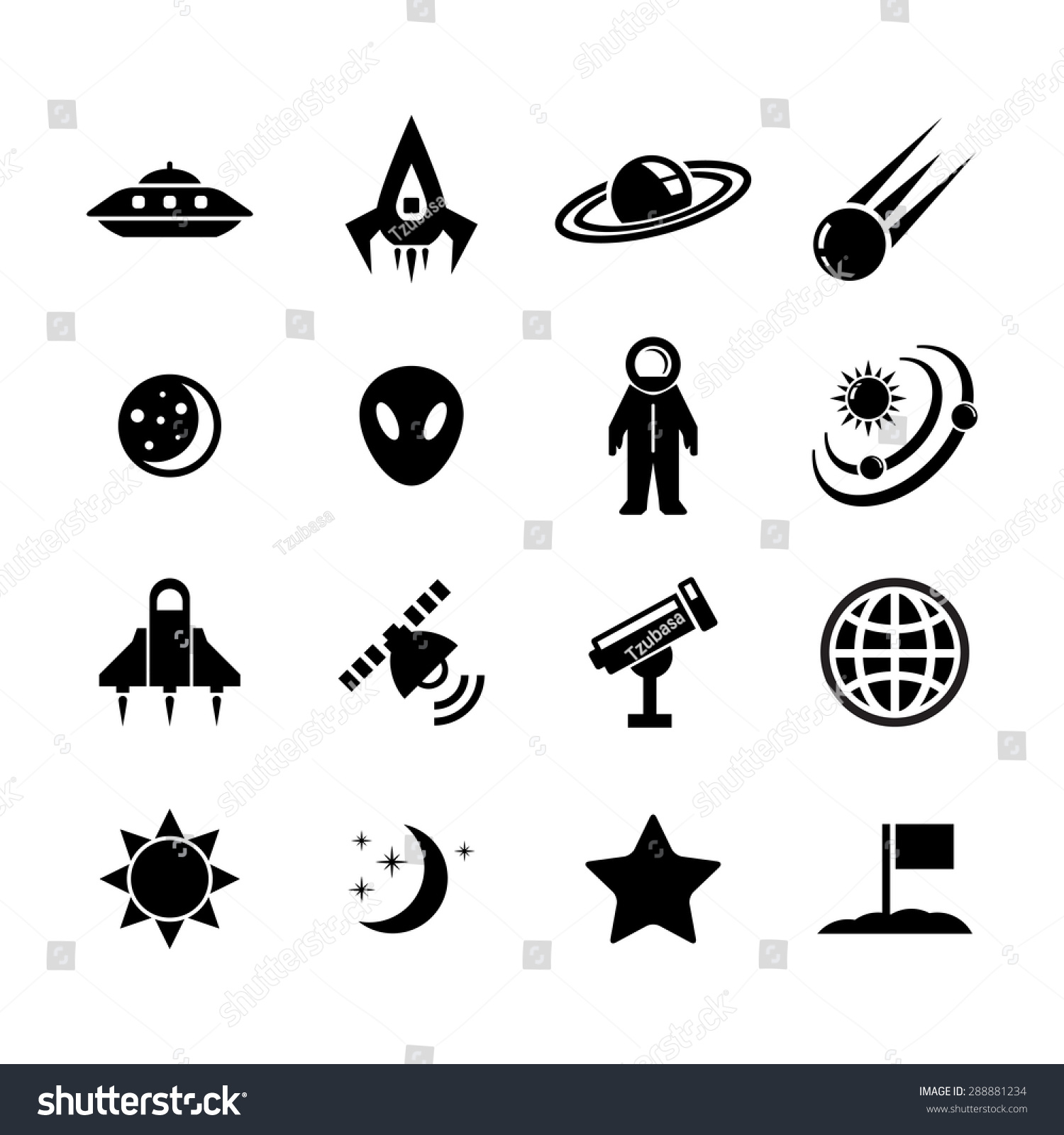 Space Icon Set Stock Vector (Royalty Free) 288881234 | Shutterstock