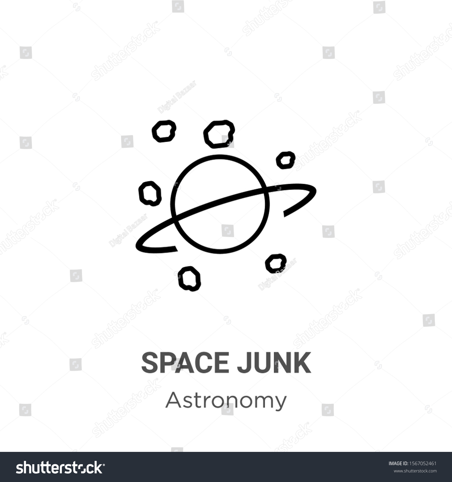 Space Junk Outline Vector Icon Thin Stock Vector (Royalty Free ...