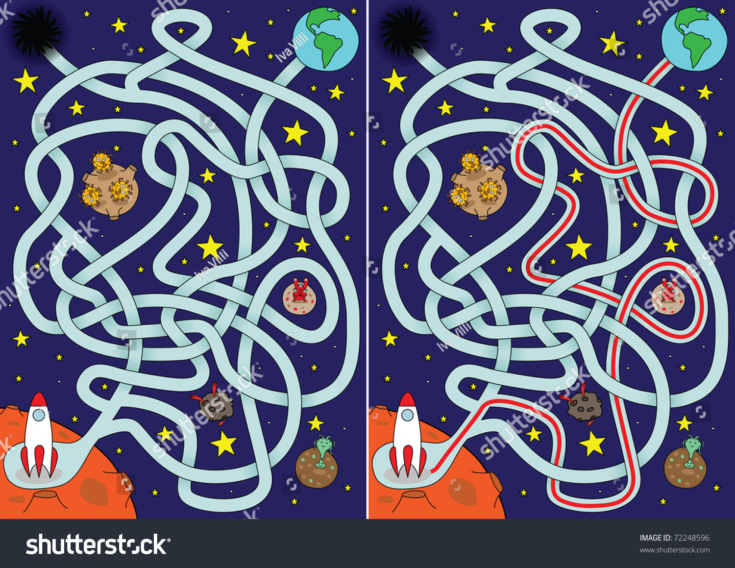 Space Maze Kids Solution Stock Vector (Royalty Free) 72248596