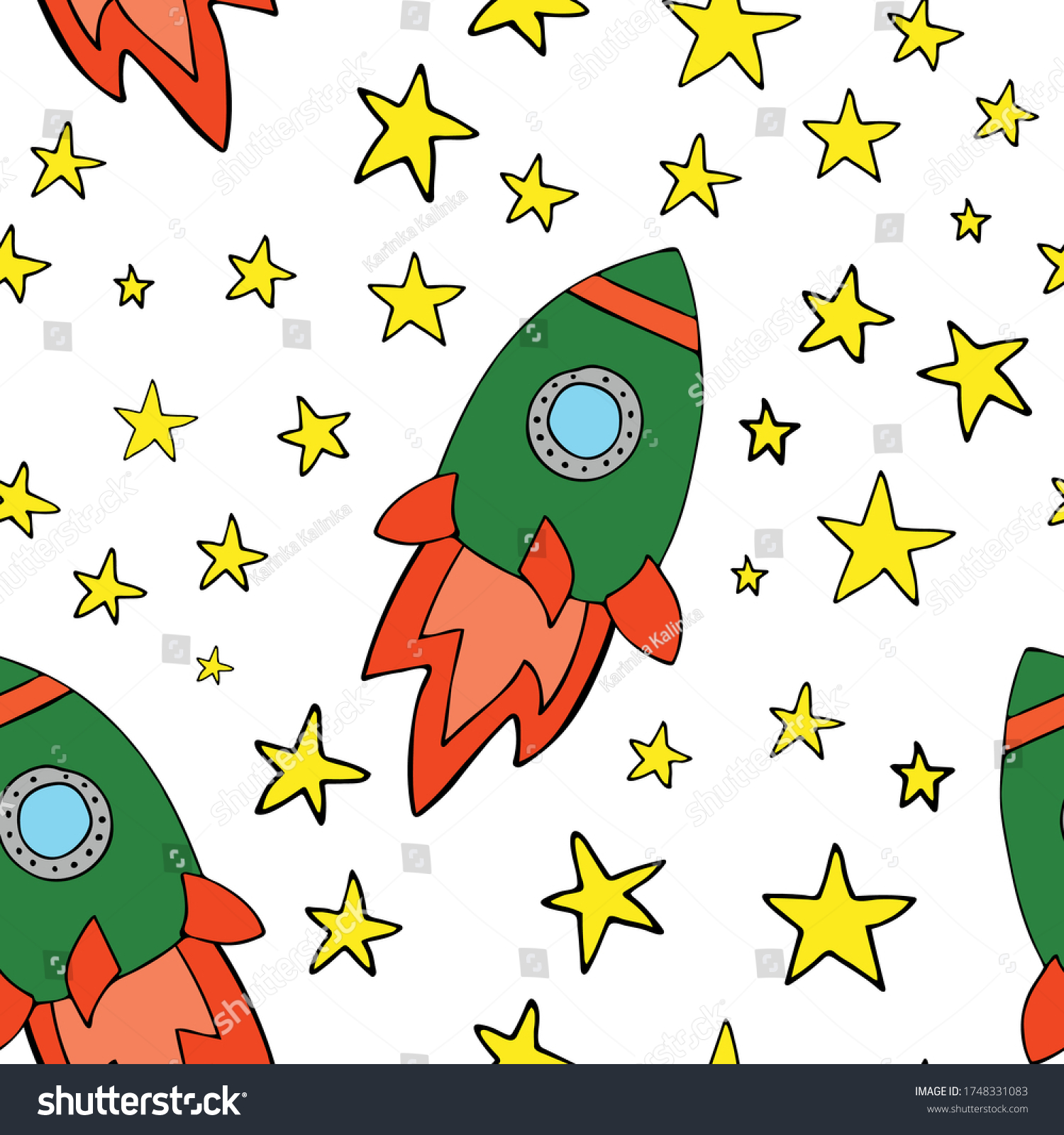 Space Planets Asteroids Rocket Ufo Meteorite Stock Vector (Royalty Free ...