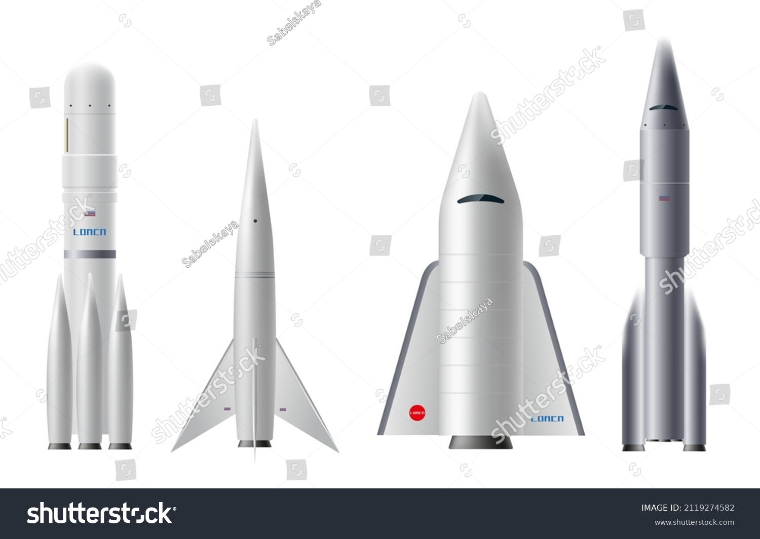 Space Rocket 3d Realistic Vector Set Stock Vector (Royalty Free ...