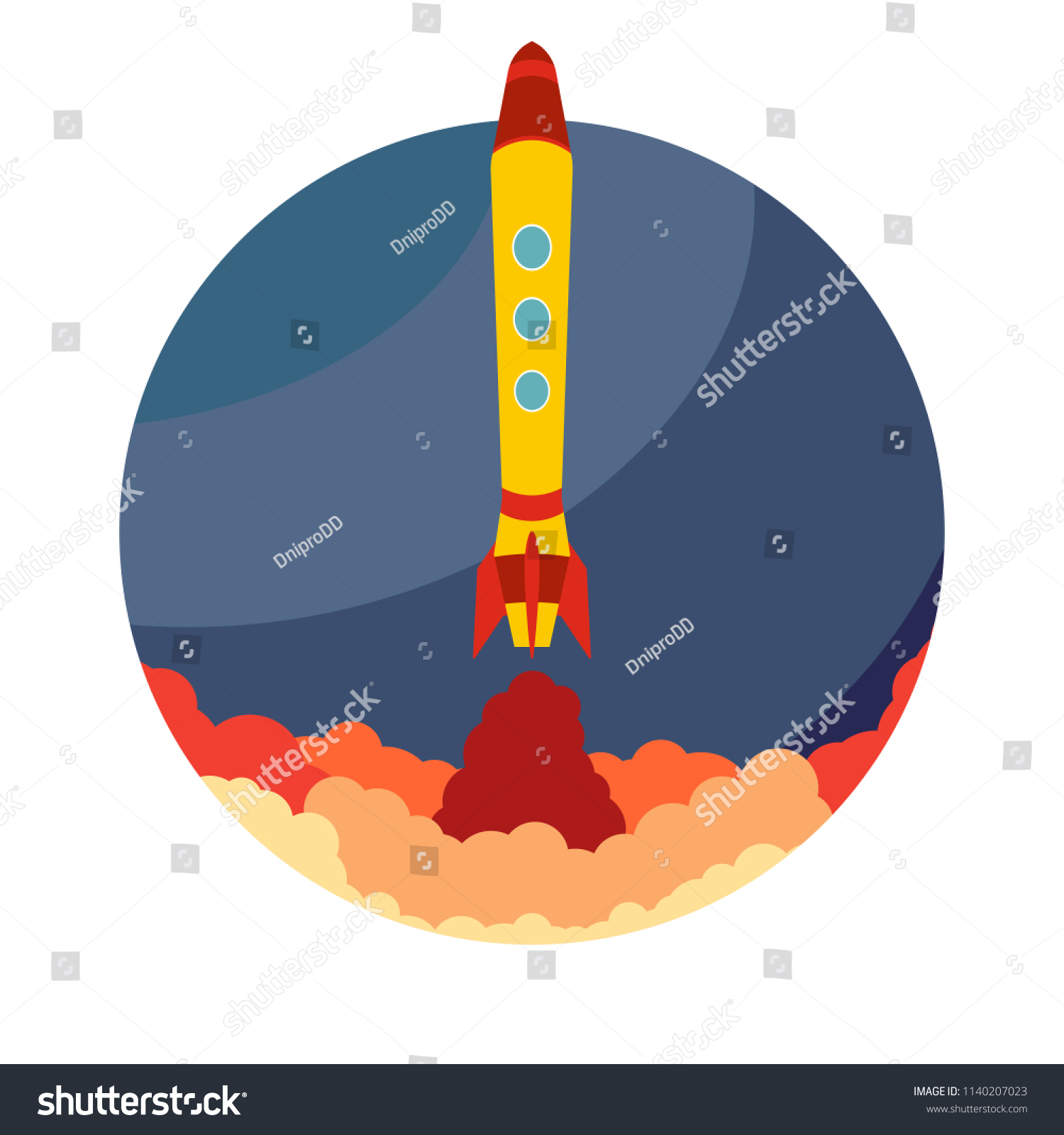 Space Rocket Ship Launch Vector Illustration Stock Vector (Royalty Free ...