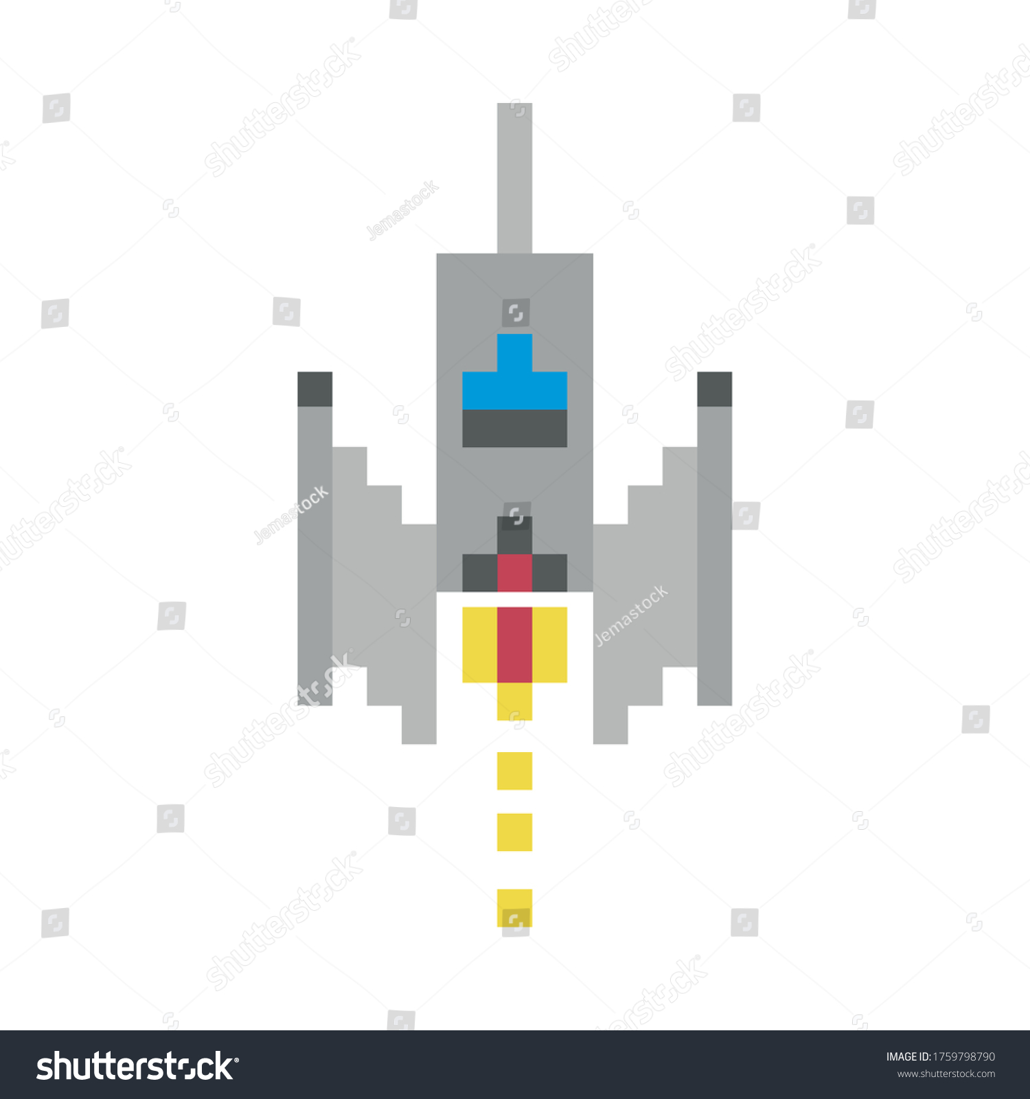 Space Ship Flying 8 Bits Pixelated Stock Vector (Royalty Free ...