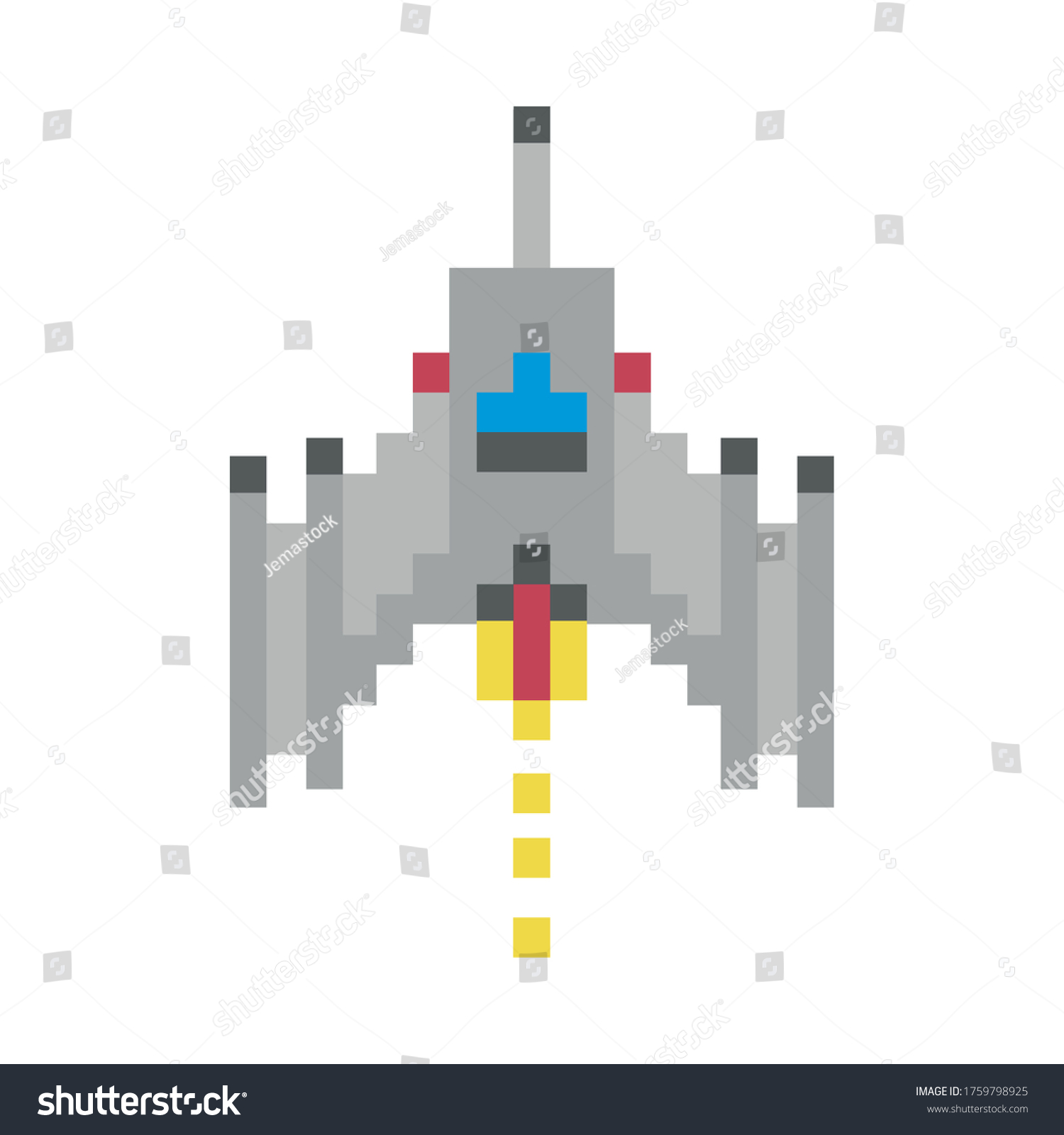 Space Ship Flying 8 Bits Pixelated Stock Vector (Royalty Free) 1759798925