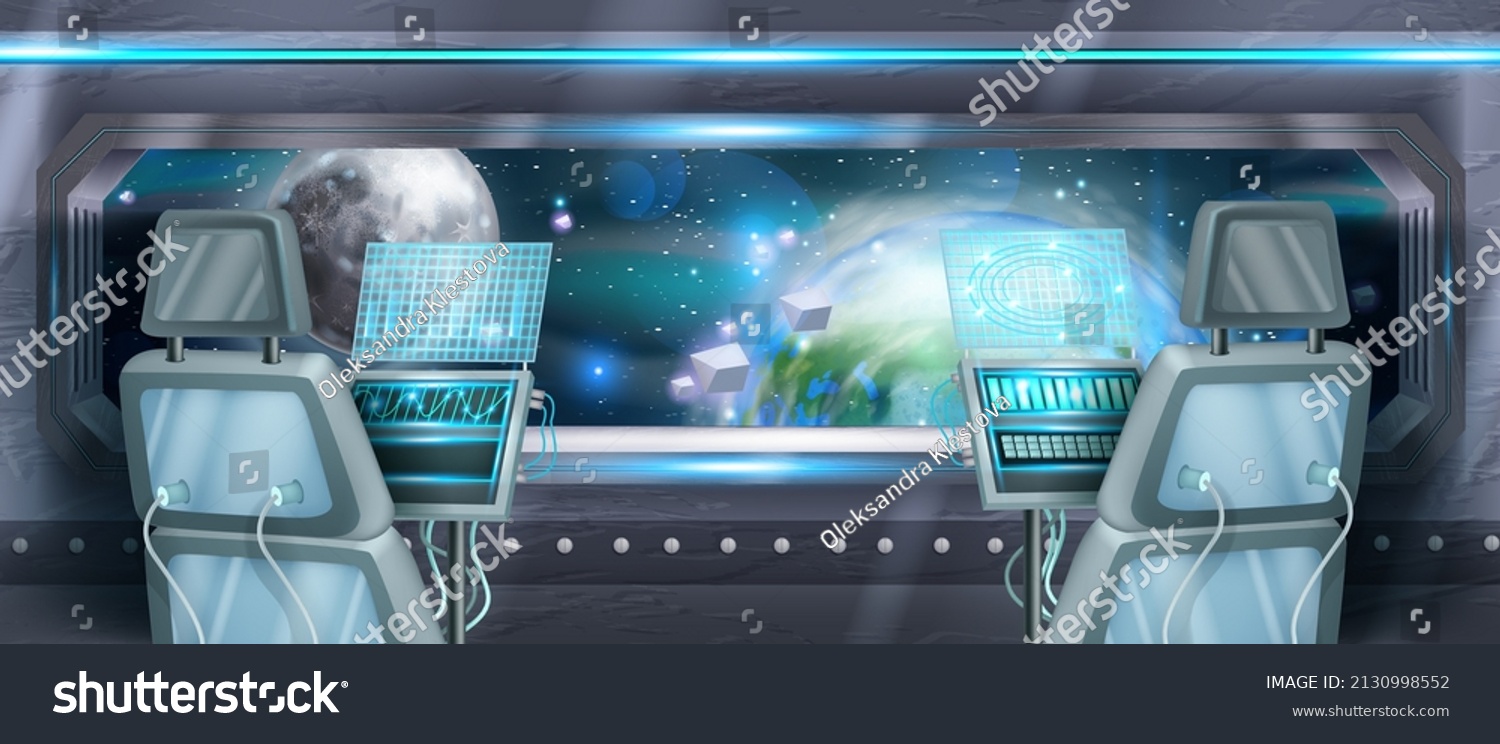 Space Ship Rocket Cockpit Interior Computer Stock Vector (Royalty Free ...