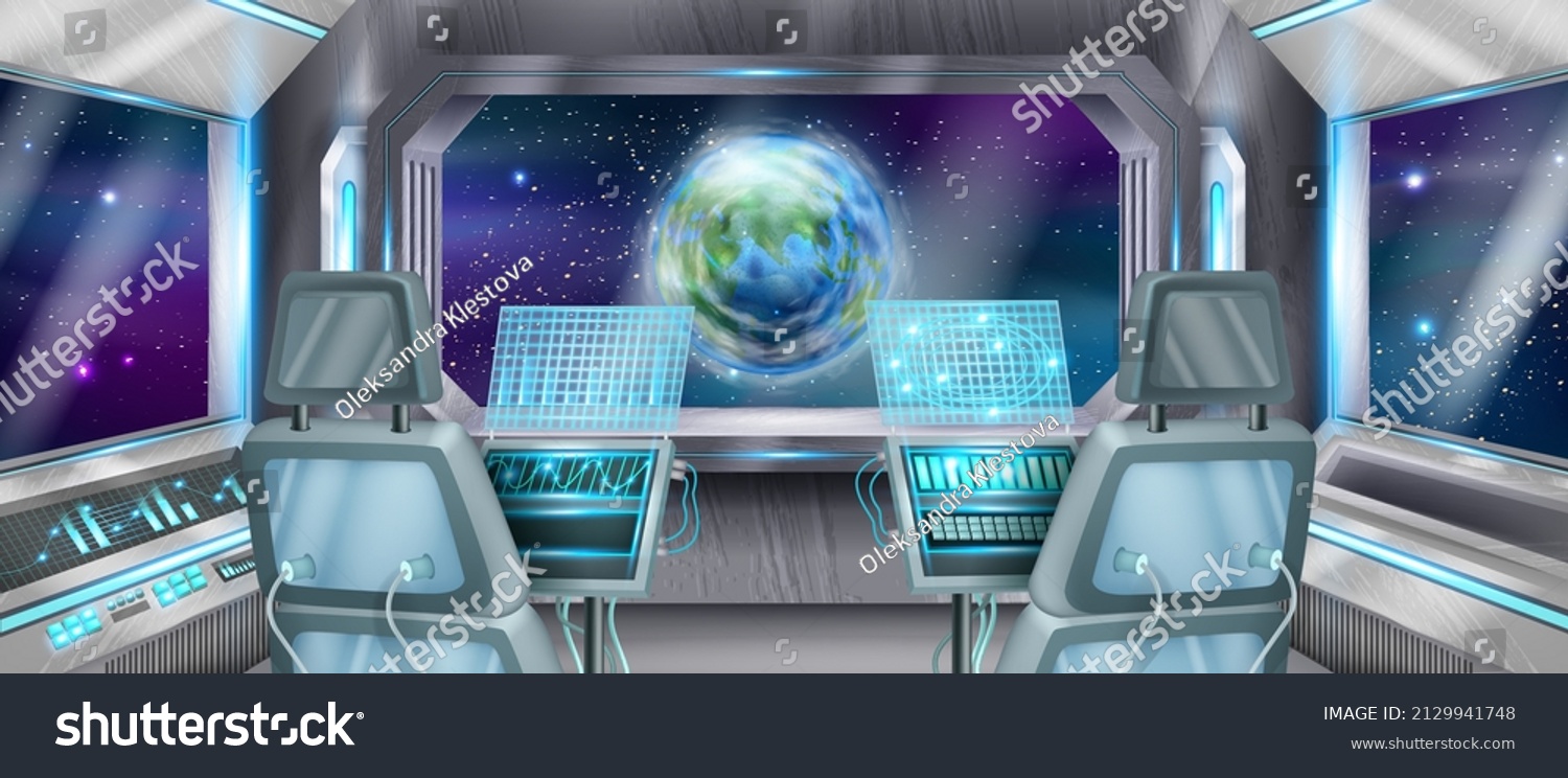 Space Ship Rocket Cockpit Interior Vector Stock Vector (Royalty Free ...
