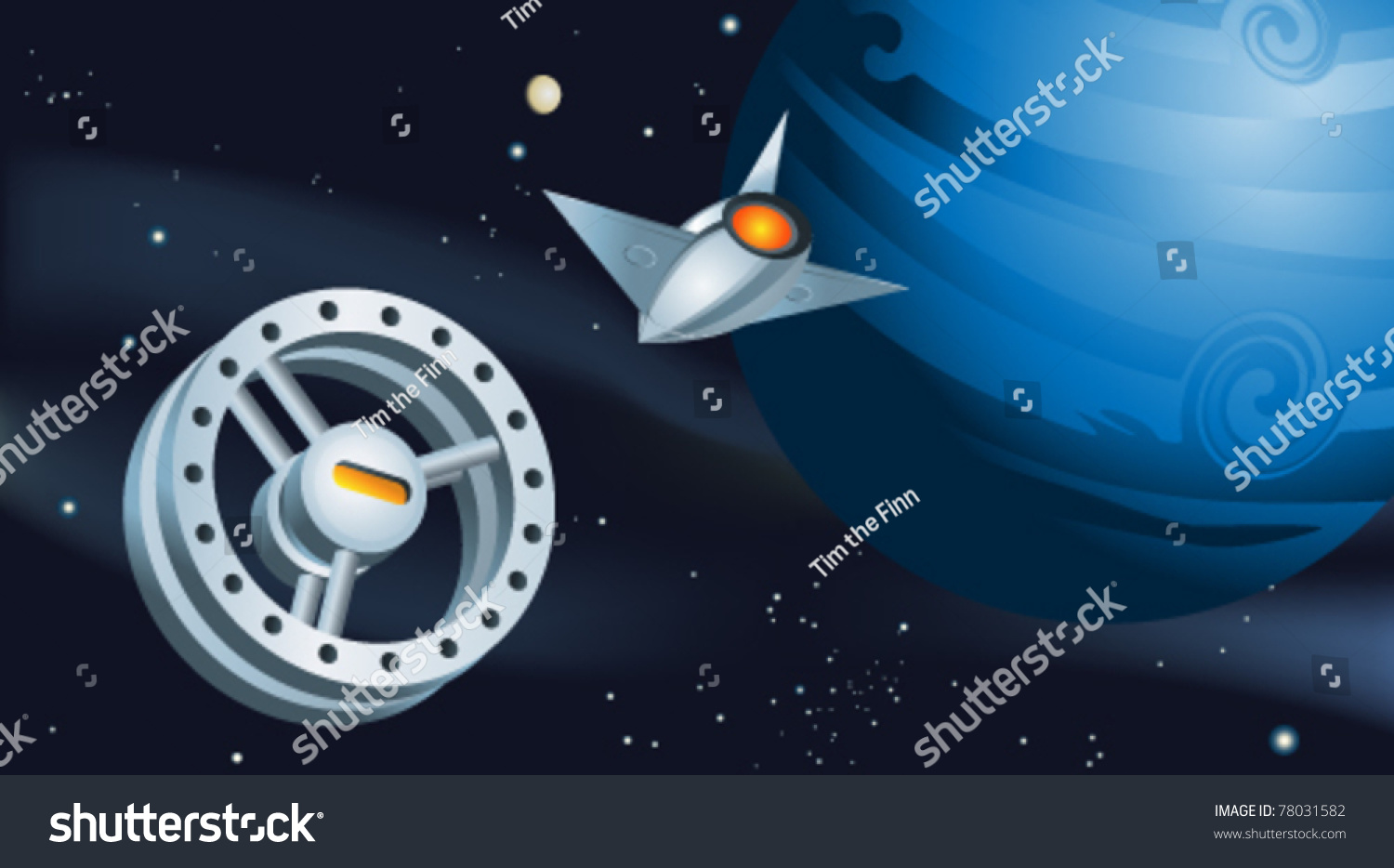 Space Shuttle Approaching Orbiting Space Station Stock Vector (Royalty ...