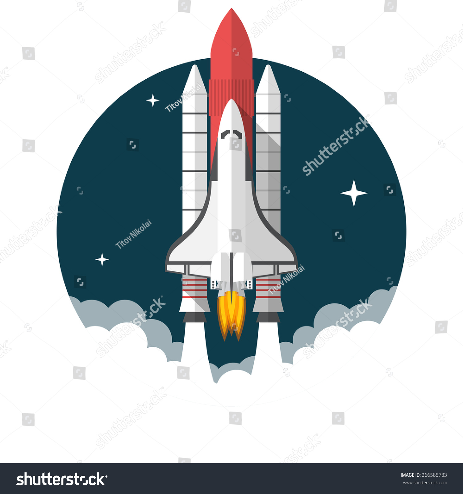 Space Shuttle Flat Design Vector Illustration Stock Vector (Royalty ...