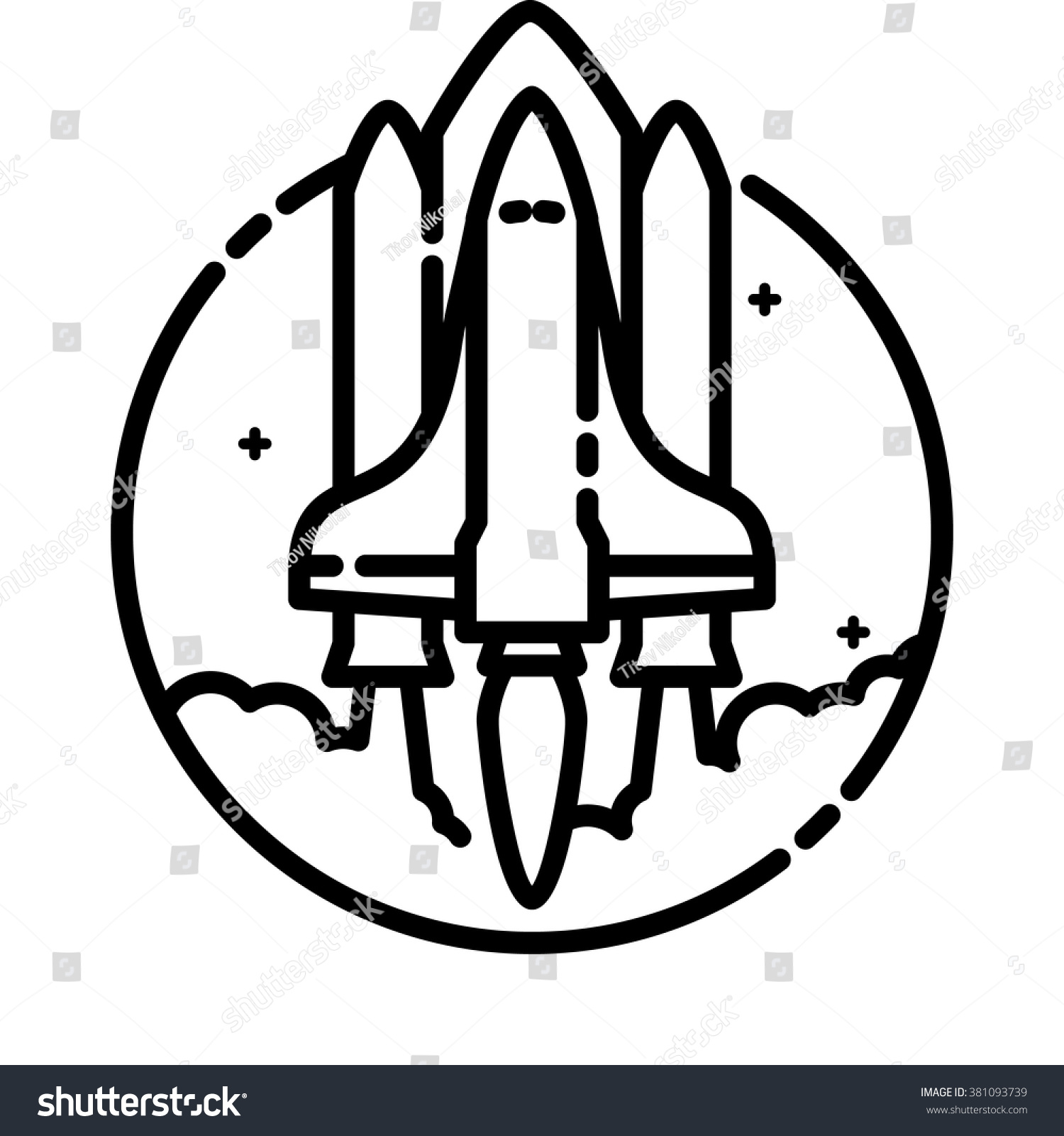 Space Shuttle Launch Vector Outline Icon: เวกเตอร์สต็อก (ปลอดค่า ...