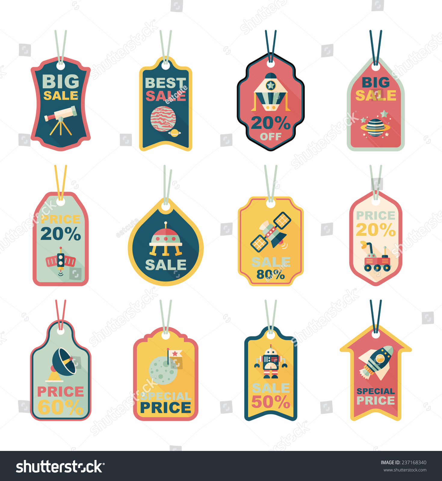 Space Tag Banner Flat Design Background Stock Vector (Royalty Free ...