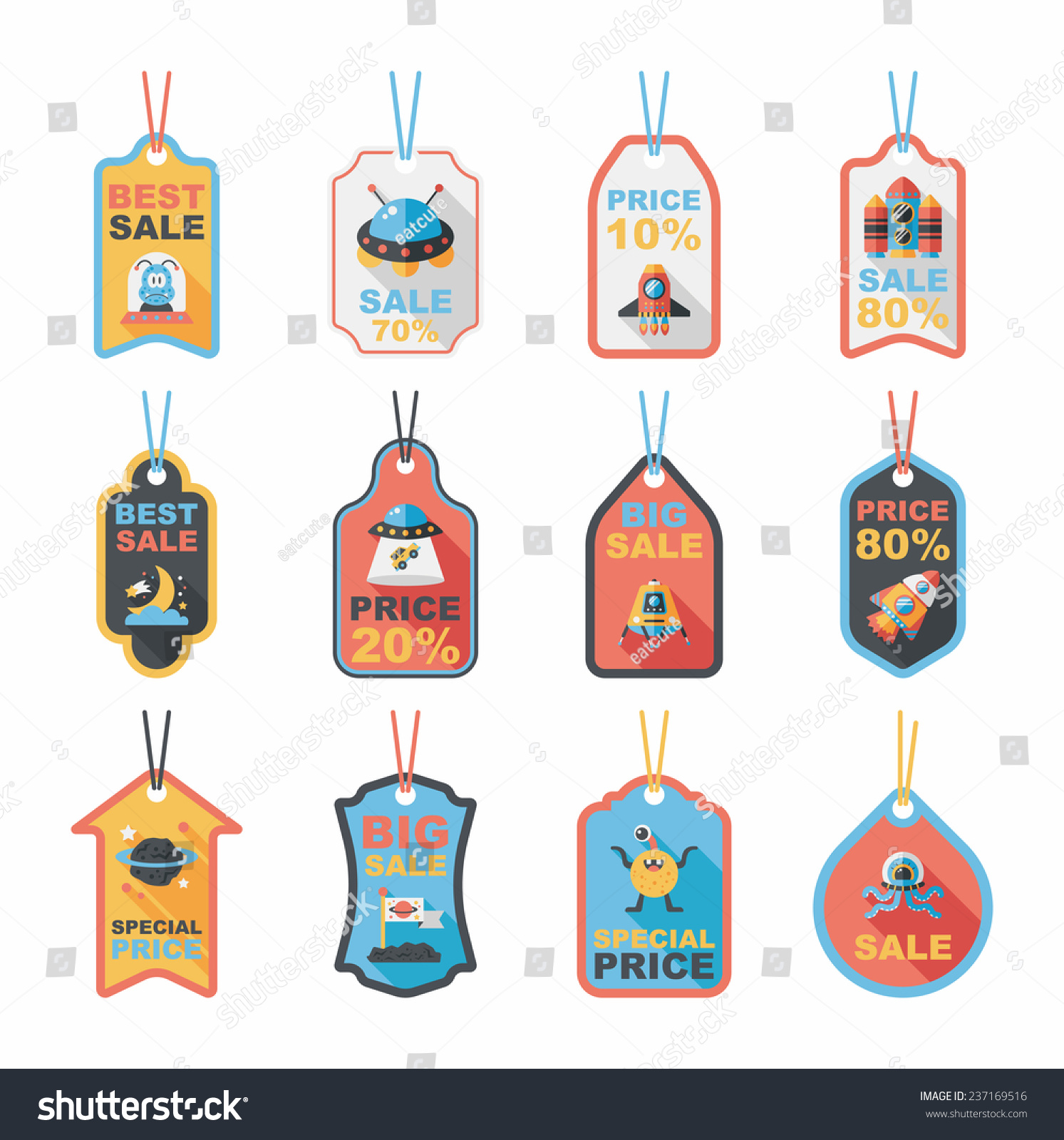 Space Tag Banner Flat Design Background Stock Vector (Royalty Free ...