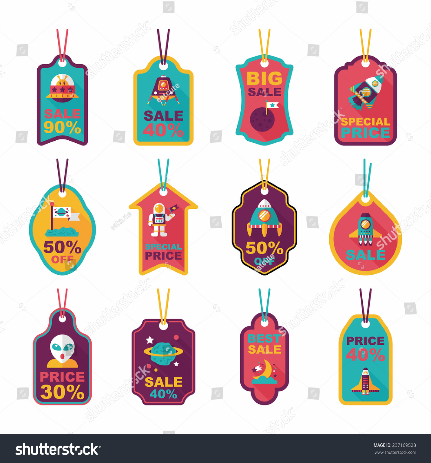 Space Tag Banner Flat Design Background: vector de stock (libre de ...