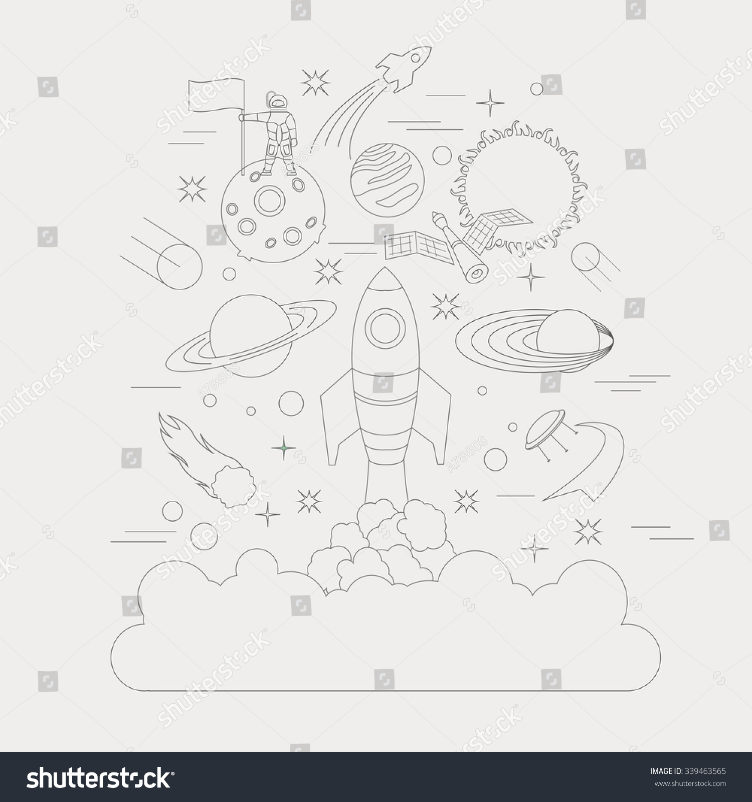 Space Universe Graphic Design Linear Icon Stock Vector (Royalty Free ...