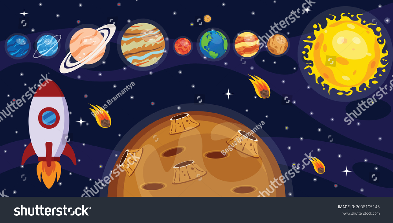 Space Vector Illustration Solar System Realistic: เวกเตอร์สต็อก (ปลอด ...