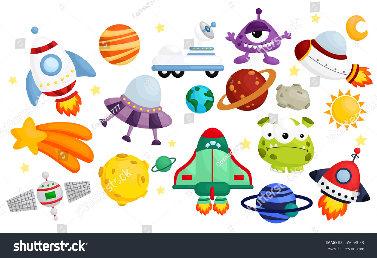 Space Vector Set No Background Stock Vector (Royalty Free) 255068038
