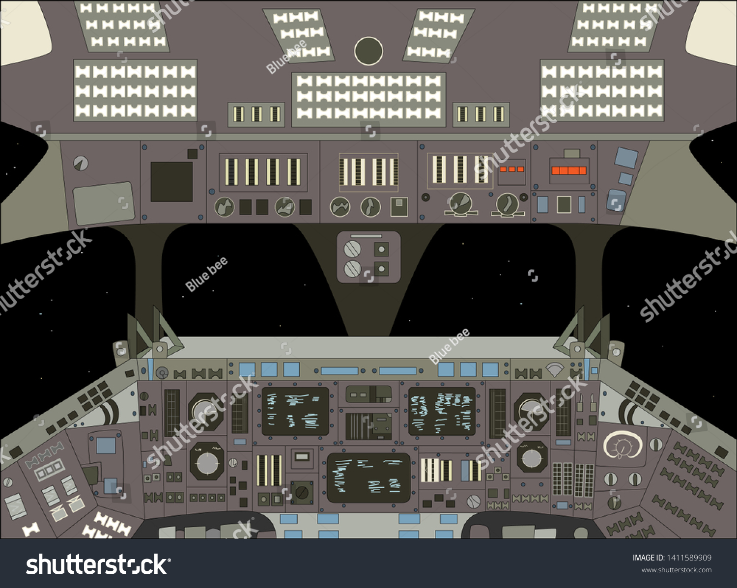 Spaceship Cabin Inside Vector Illustration Stock Vector (Royalty Free ...
