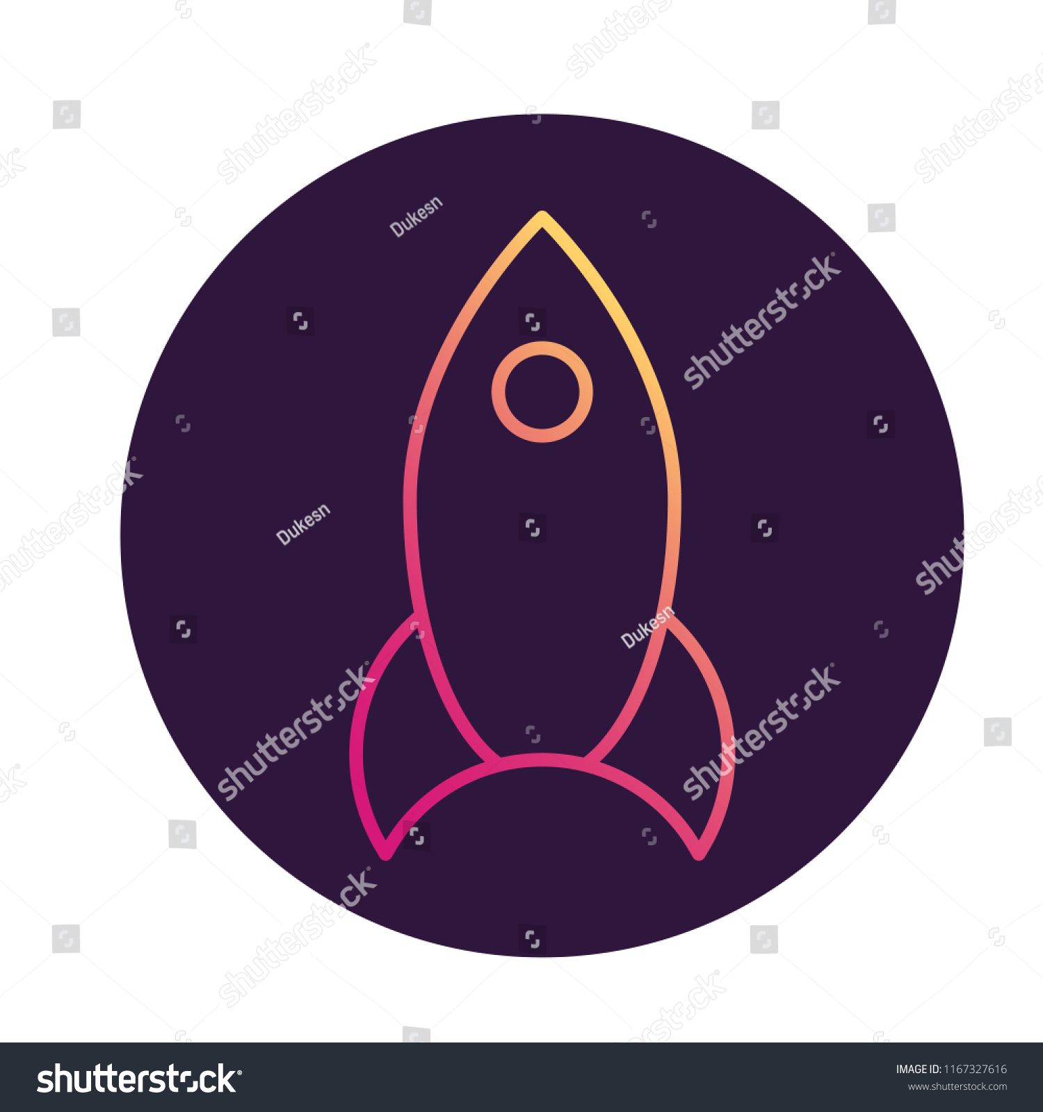 Spaceship Rocket Iconflat Line Art Vector Stock Vector (Royalty Free ...