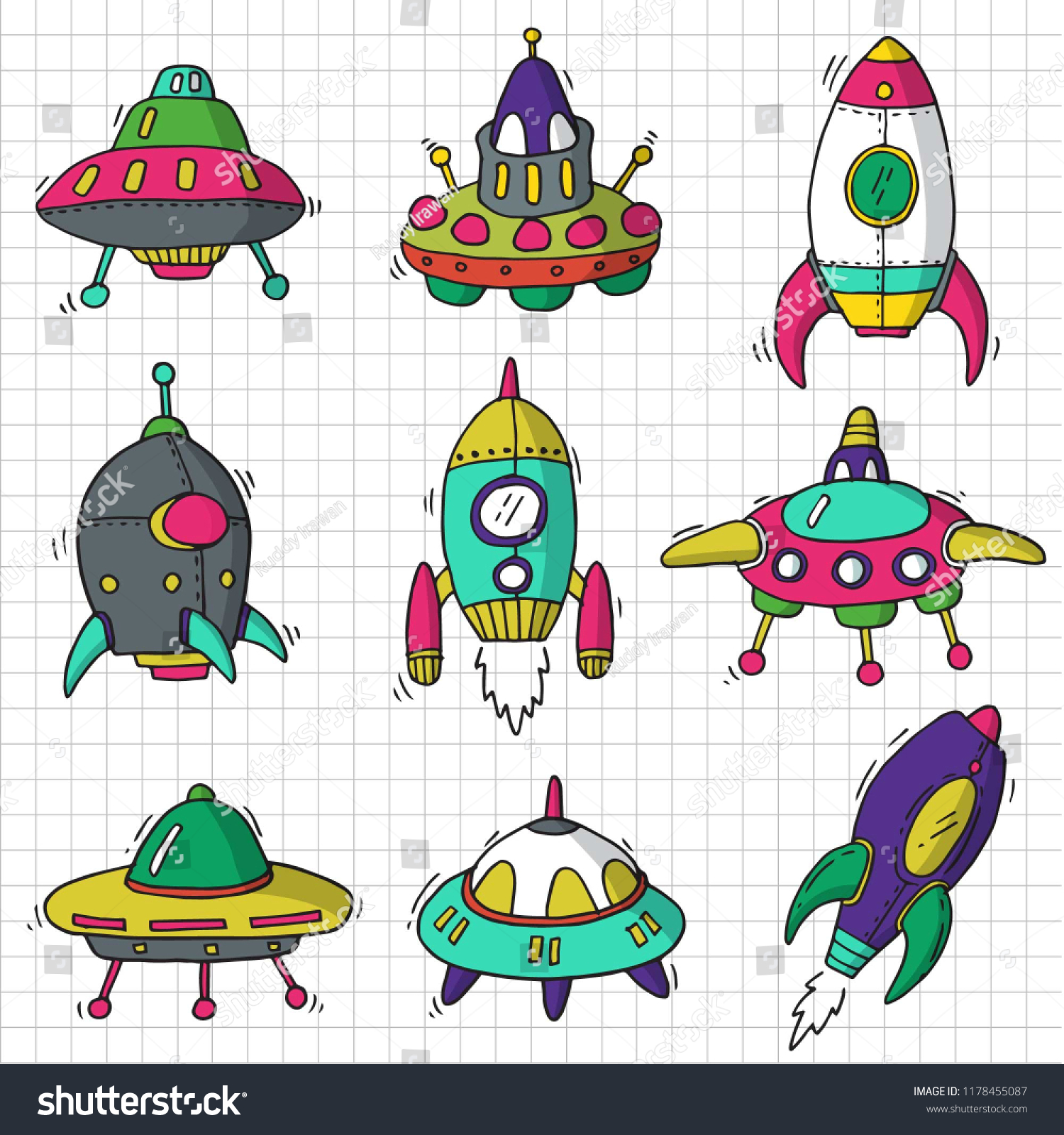 Spaceship Set Vector Doodle Art Stock Vector (Royalty Free) 1178455087 ...