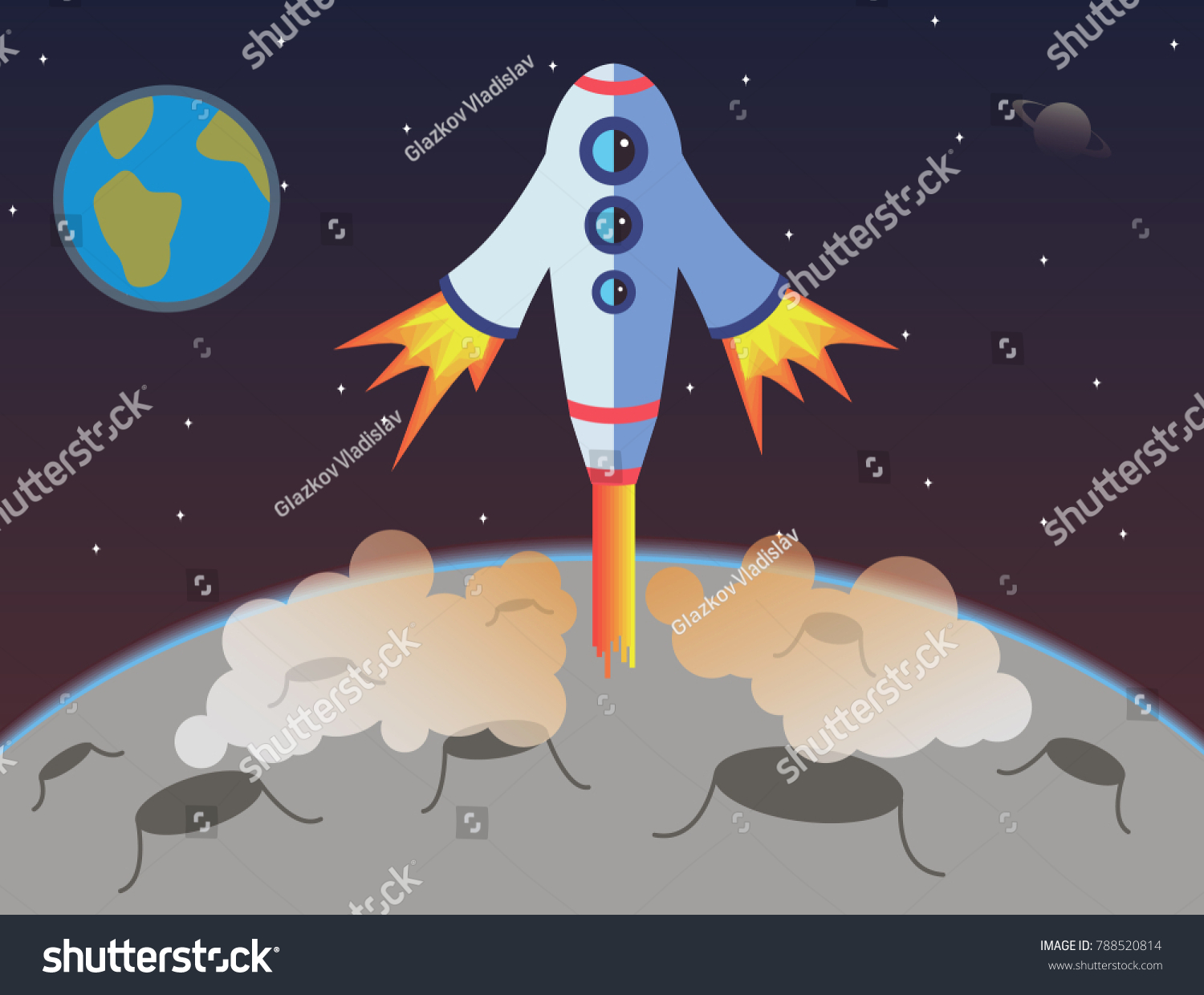 Spaceship Starting Moon Stock Vector (Royalty Free) 788520814 ...