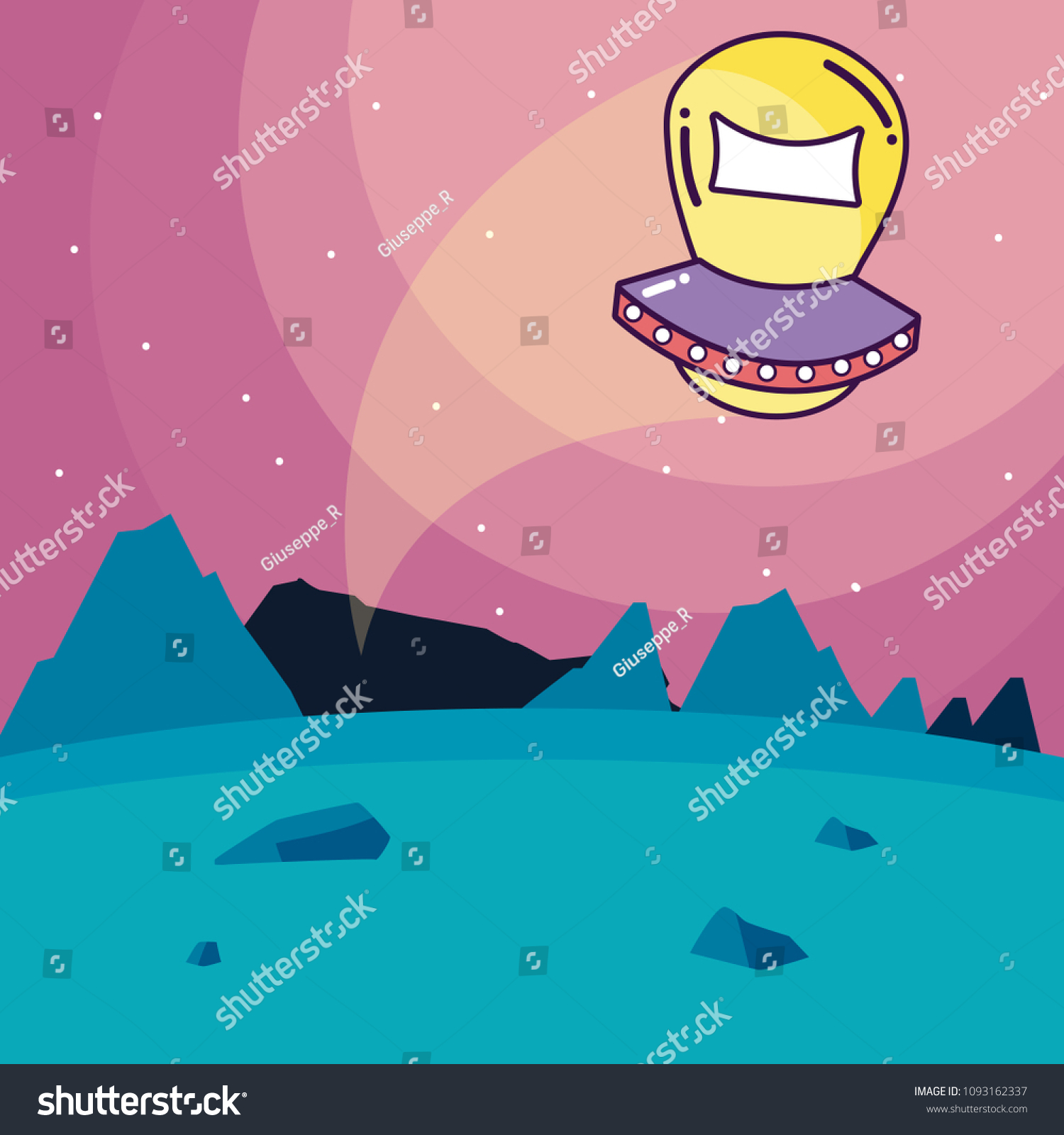 Spaceship Taking Off Planet Stock Vector (Royalty Free) 1093162337