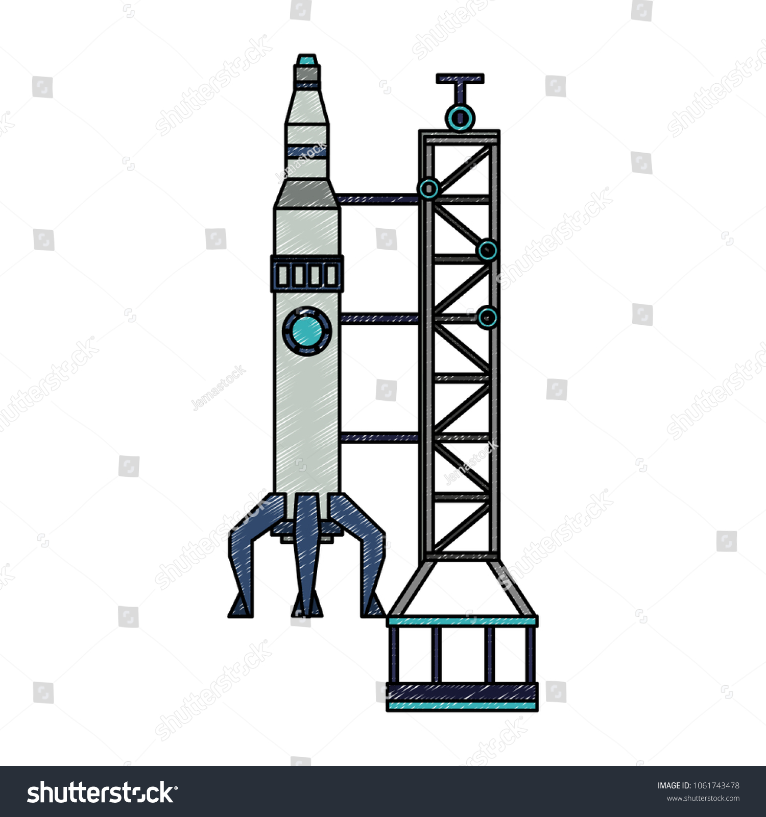Spaceship Taking Off Scribble Stock Vector (Royalty Free) 1061743478 ...