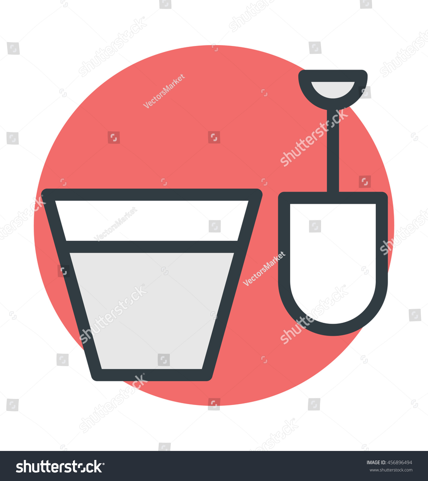Spade Bucket Colored Vector Icon Stock Vector (Royalty Free) 456896494