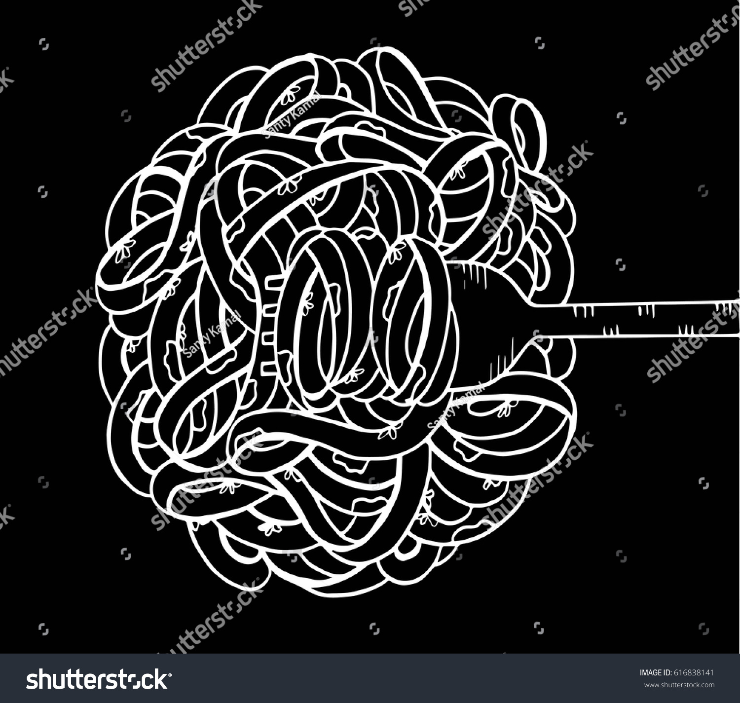 Spaghetti Doodle Hand Drawing Stock Vector (Royalty Free) 616838141