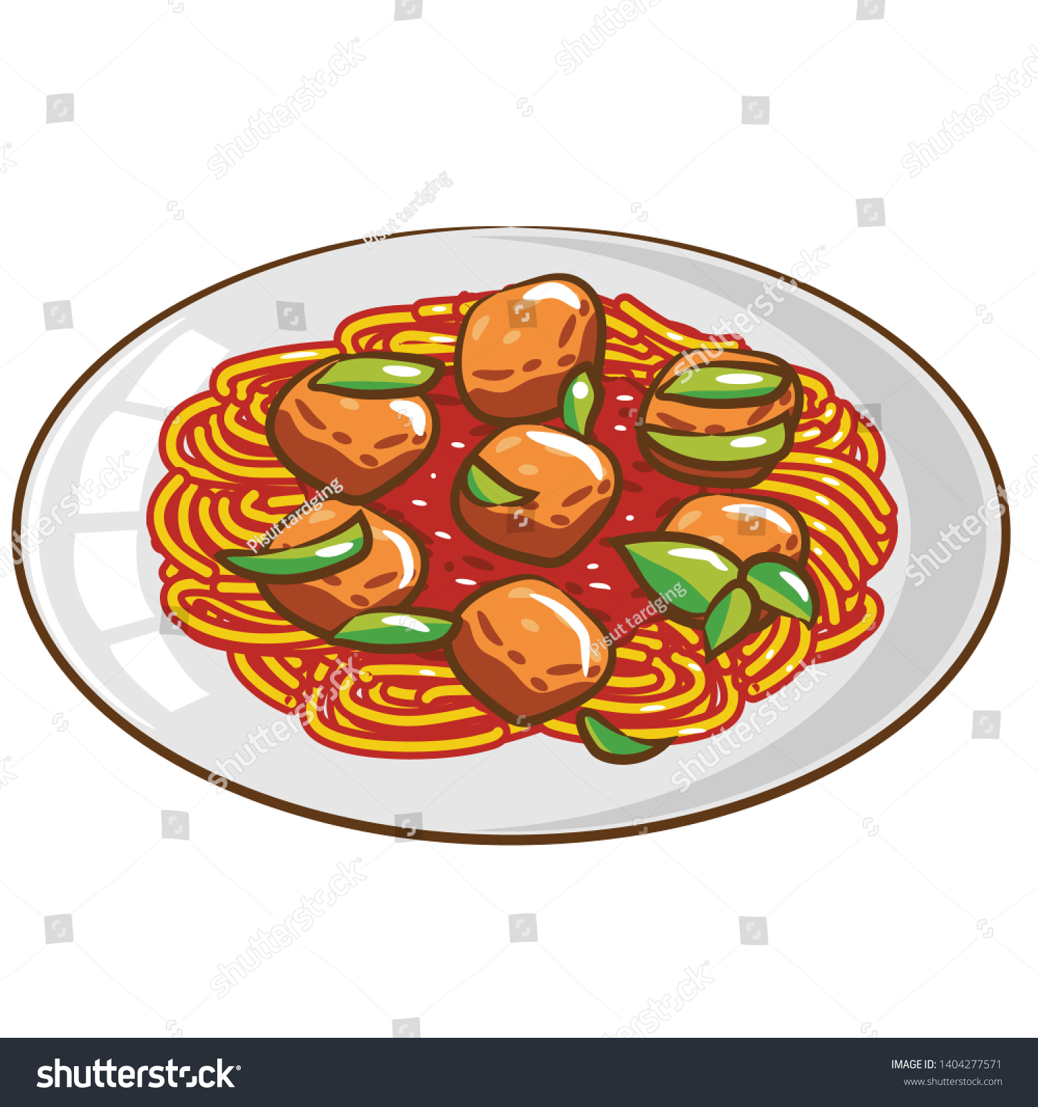 Spaghetti Vector Cartoon Clipart Design: เวกเตอร์สต็อก (ปลอดค่า ...