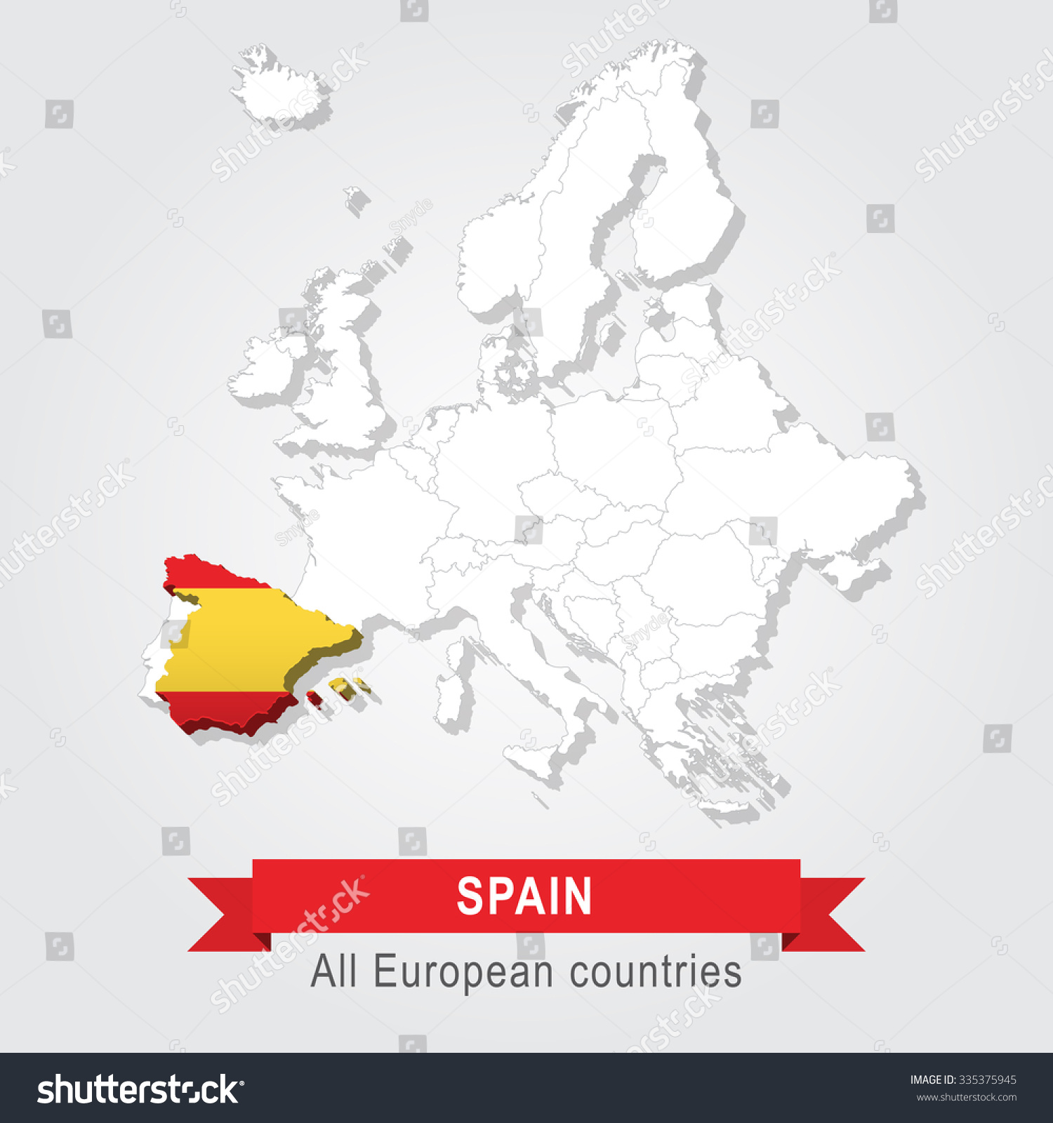 Spain Europe Administrative Map Stock Vector (Royalty Free) 335375945 ...