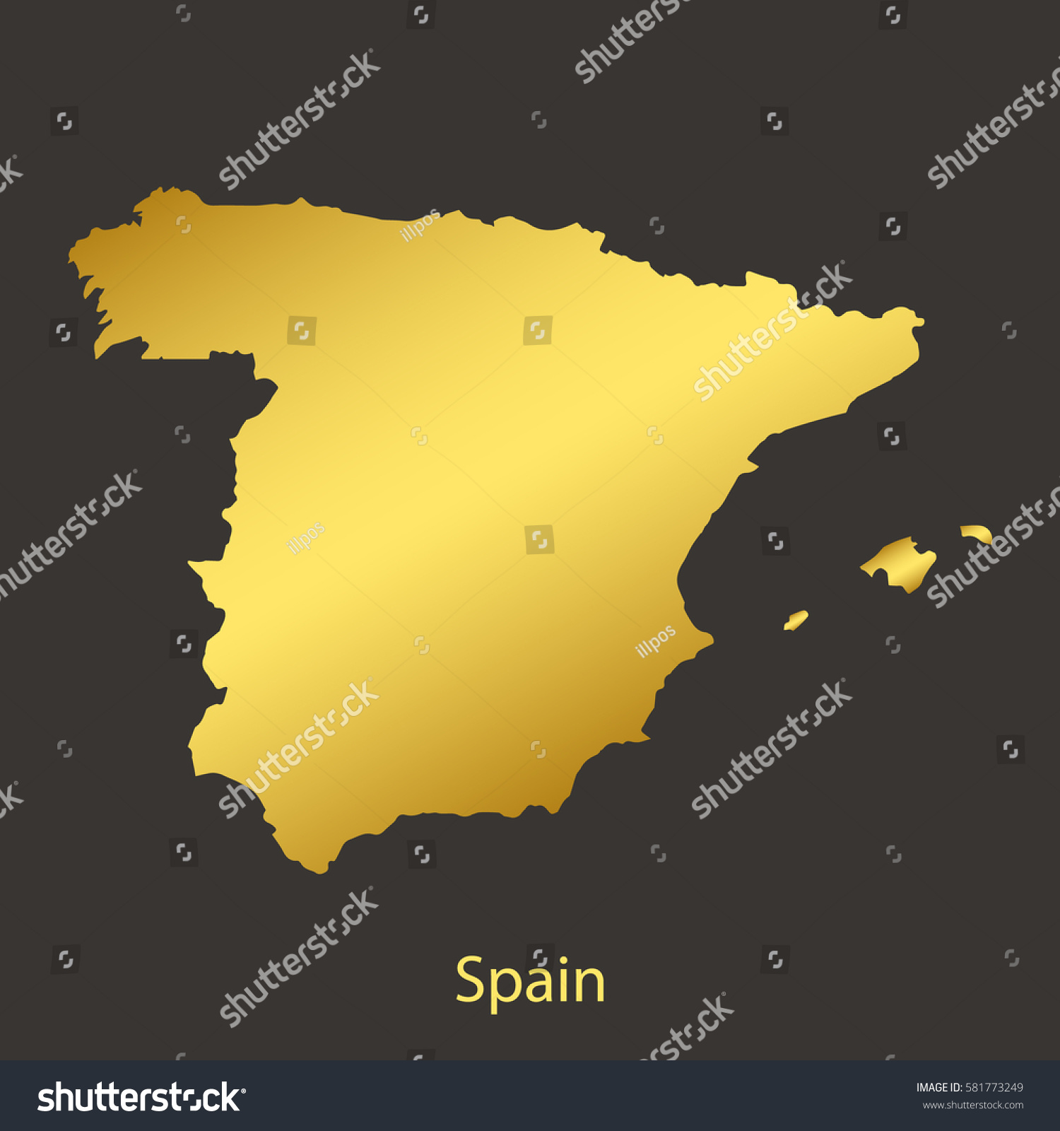 Spain Mapborder Golden Gradient Vector Illustration Stock Vector ...