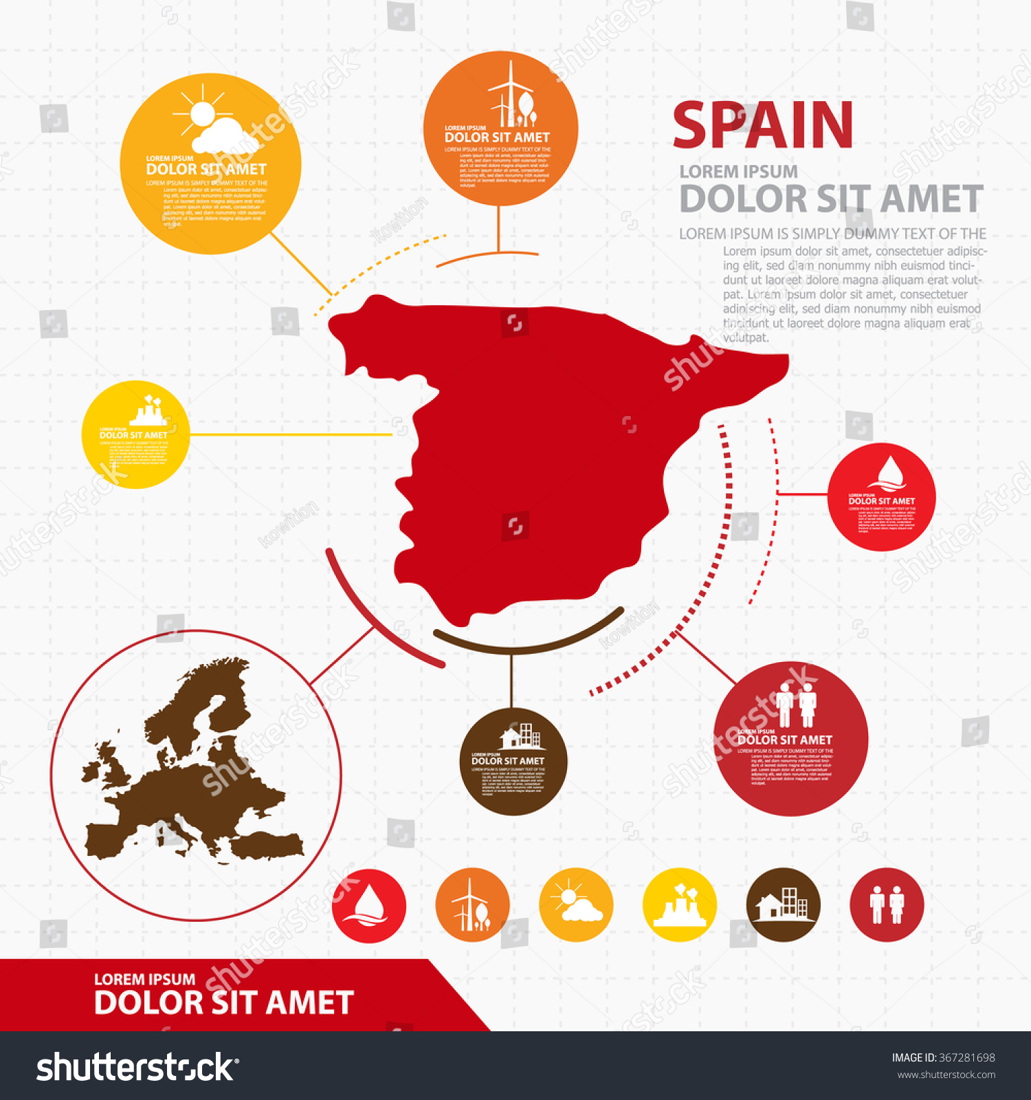 Spain Map Infographic: vector de stock (libre de regalías) 367281698 ...