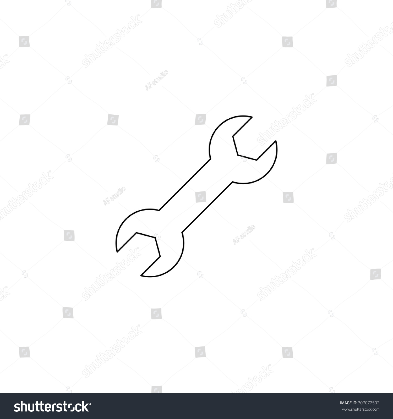 Spanner Outline Black Simple Vector Pictogram Stock Vector (Royalty ...