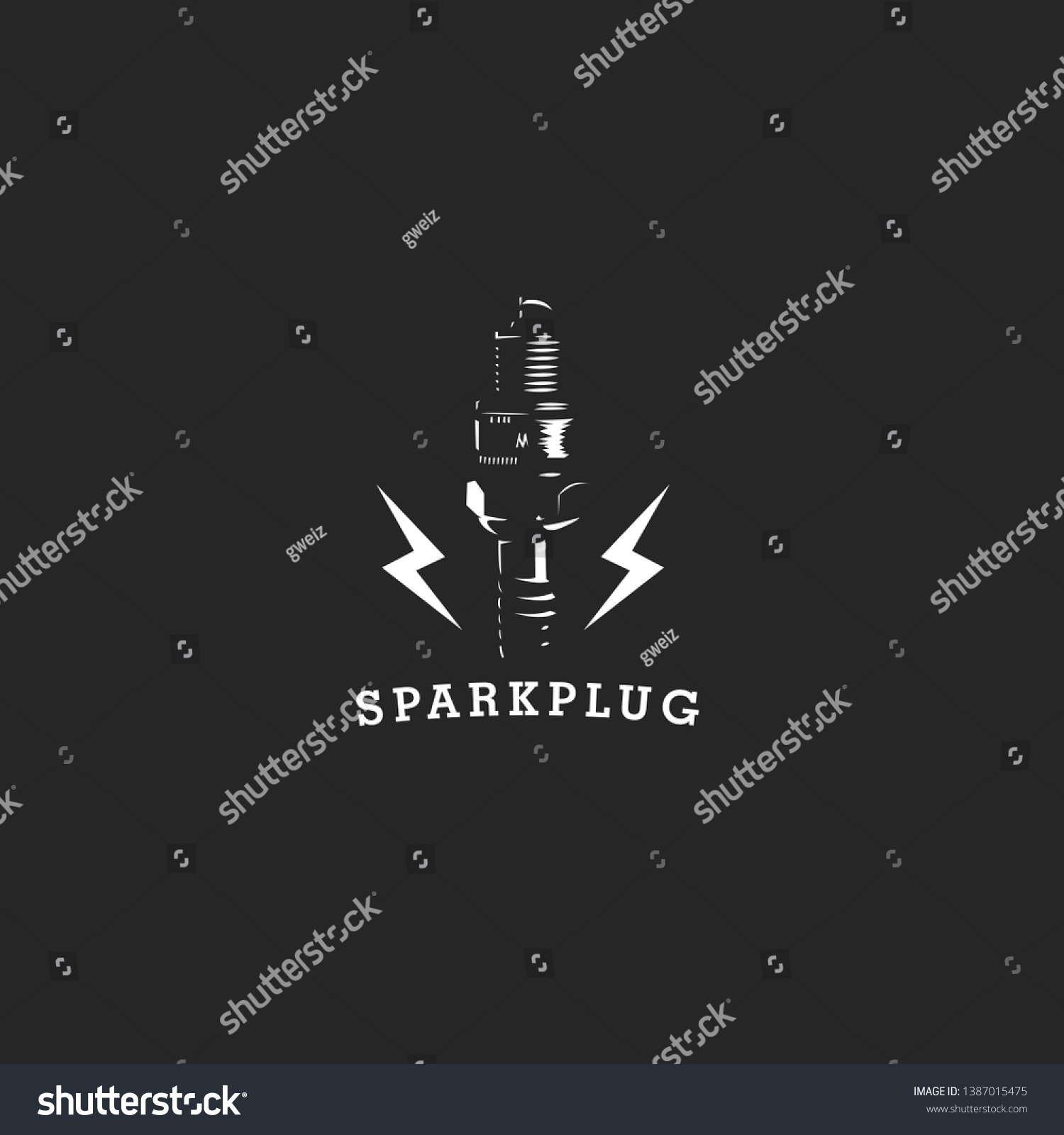 Spark Plug Logo Black Background Stock Vector (Royalty Free) 1387015475