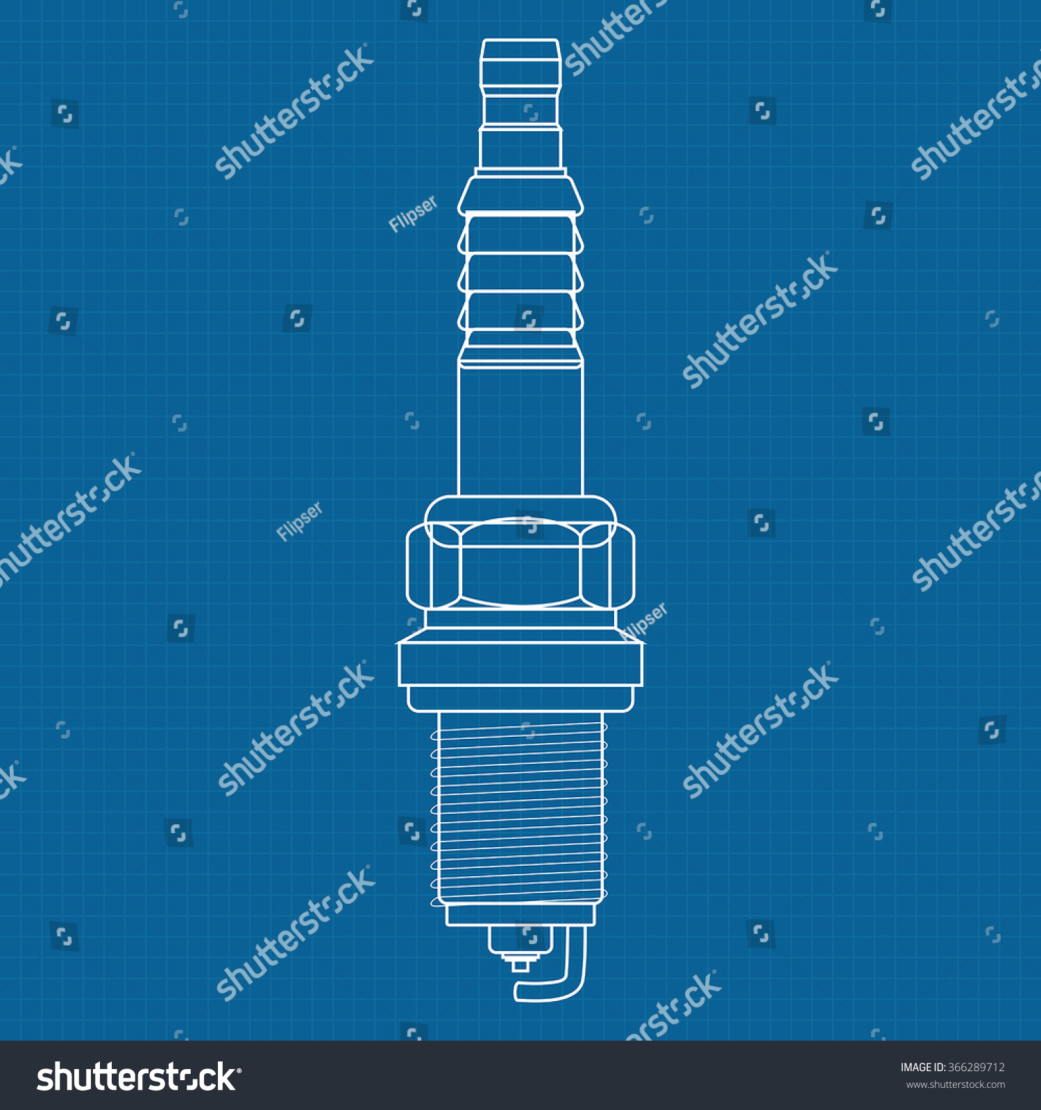 Spark Plug Vector Illustration On Blueprint: vector de stock (libre de ...