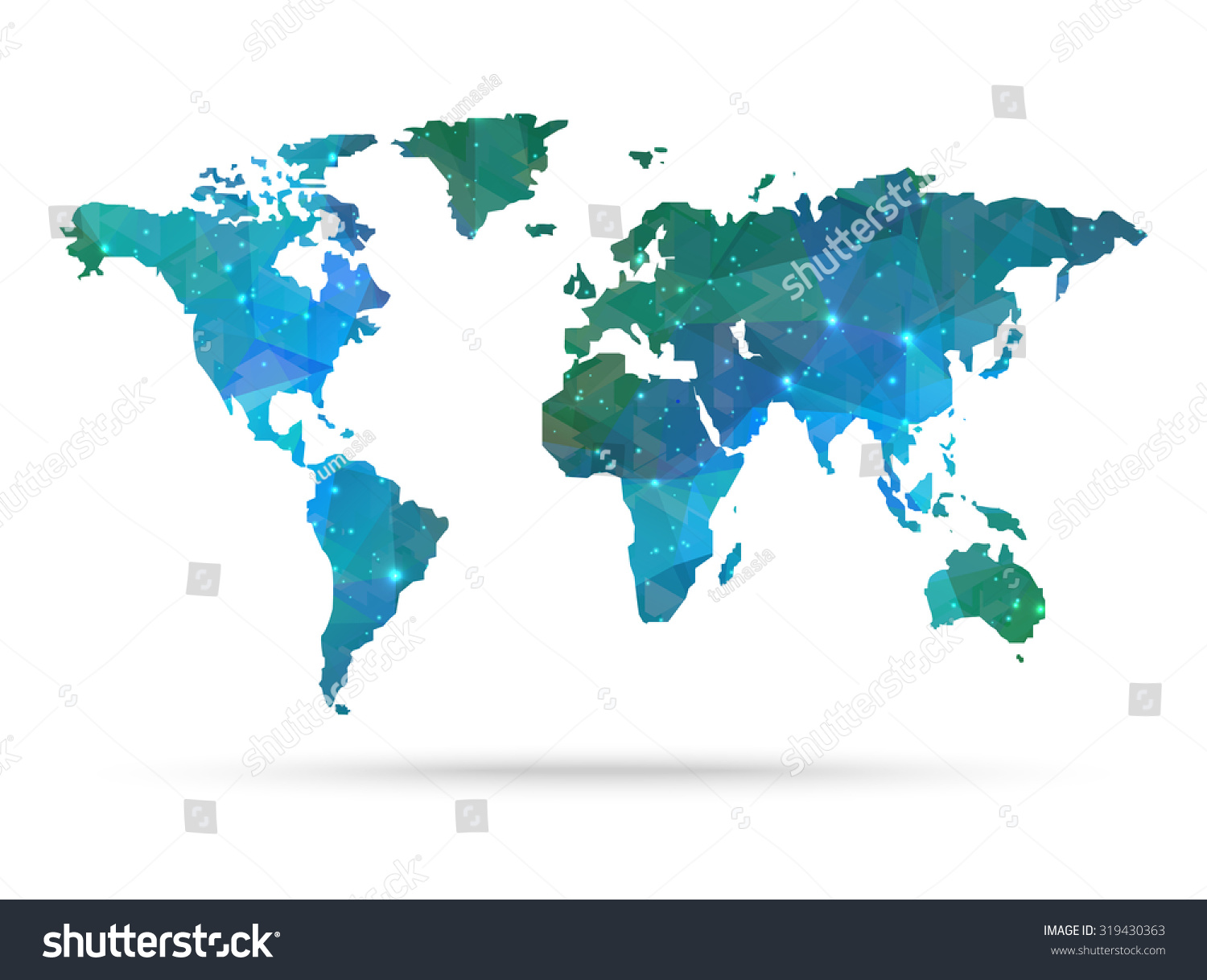 Sparkle Diamond Vector World Map Vector: vetor stock (livre de direitos ...