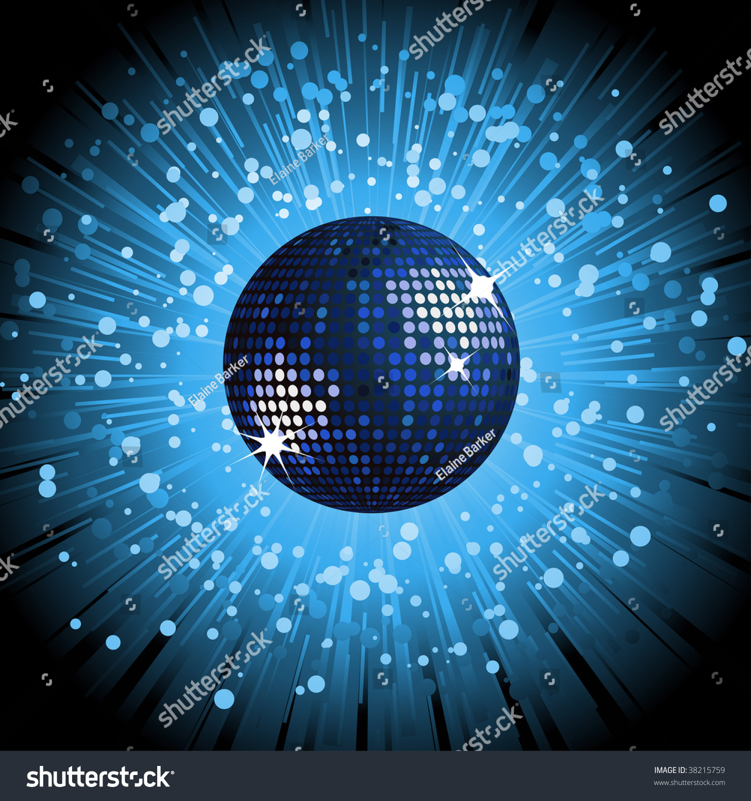 Sparkling Blue Disco Ball On Exploding Stock Vector (Royalty Free) 38215759