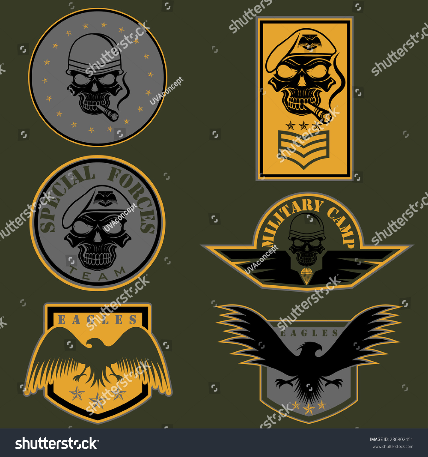 Special Unit Military Emblem Set Vector: เวกเตอร์สต็อก (ปลอดค่า ...