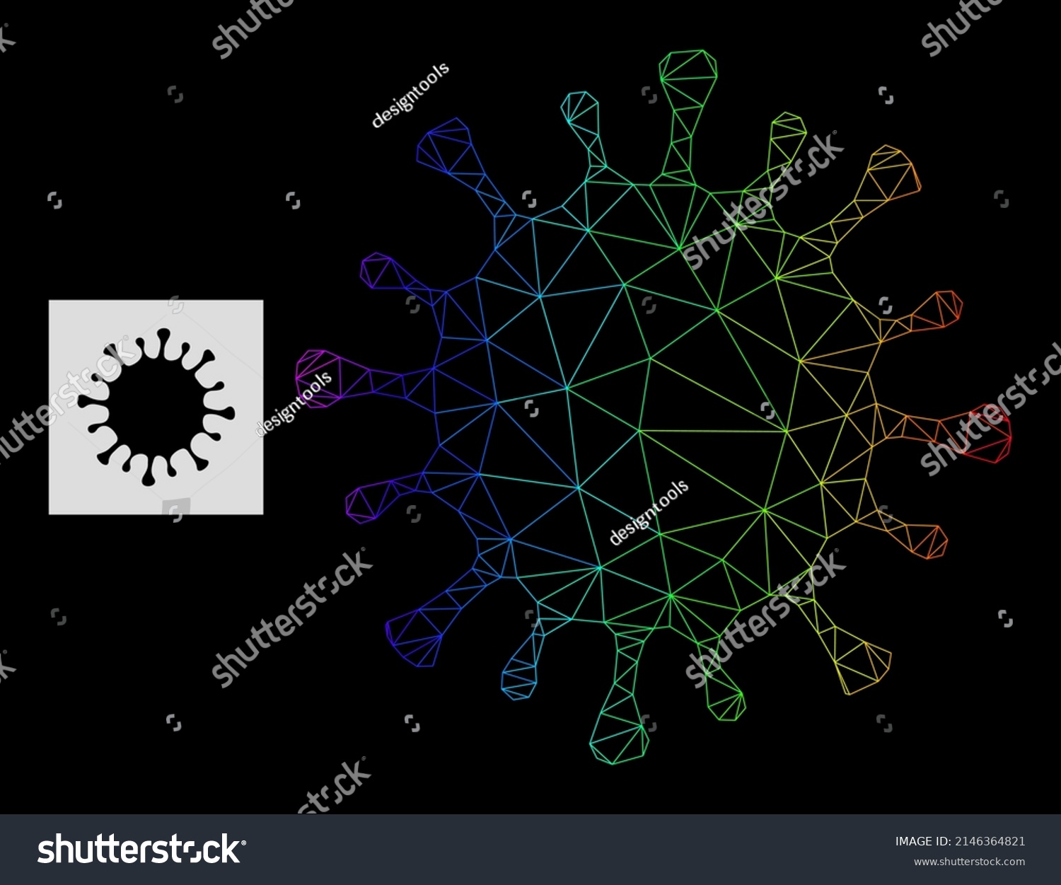 Spectral Gradient Network Microbe Icon Geometric Stock Vector (Royalty ...