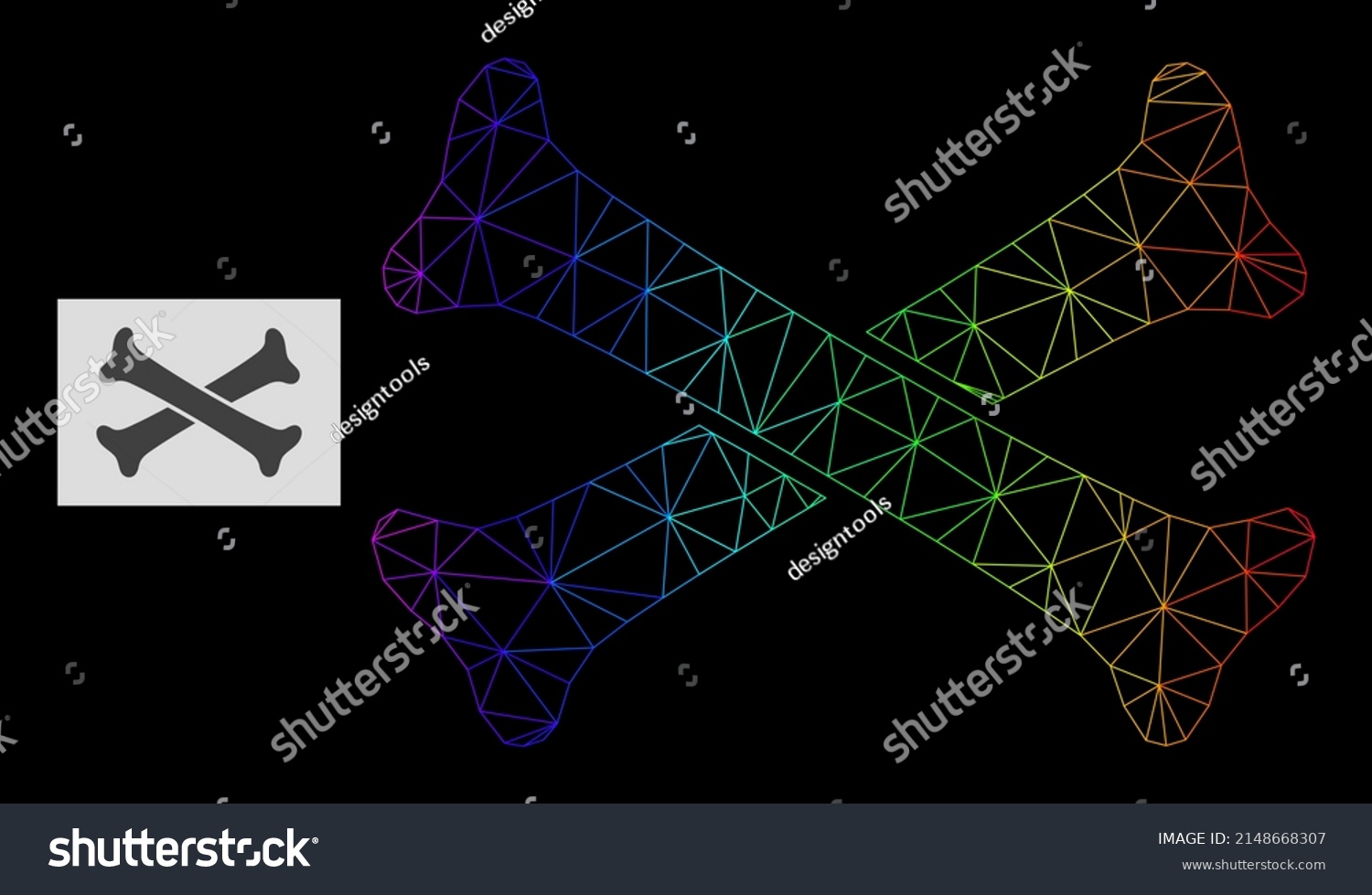 Spectrum Gradient Network Crossing Bones Icon Stock Vector (Royalty ...
