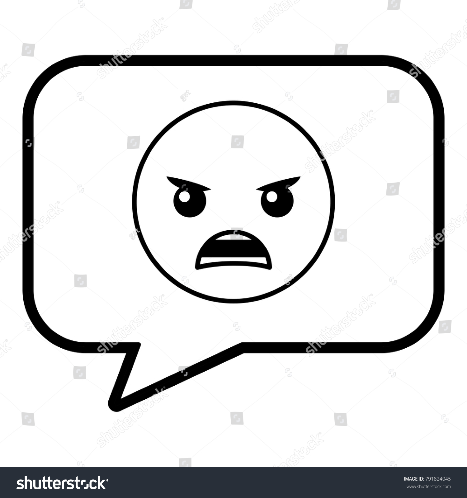 Speech Bubble Angry Emoticon Face Stock Vector (Royalty Free) 791824045