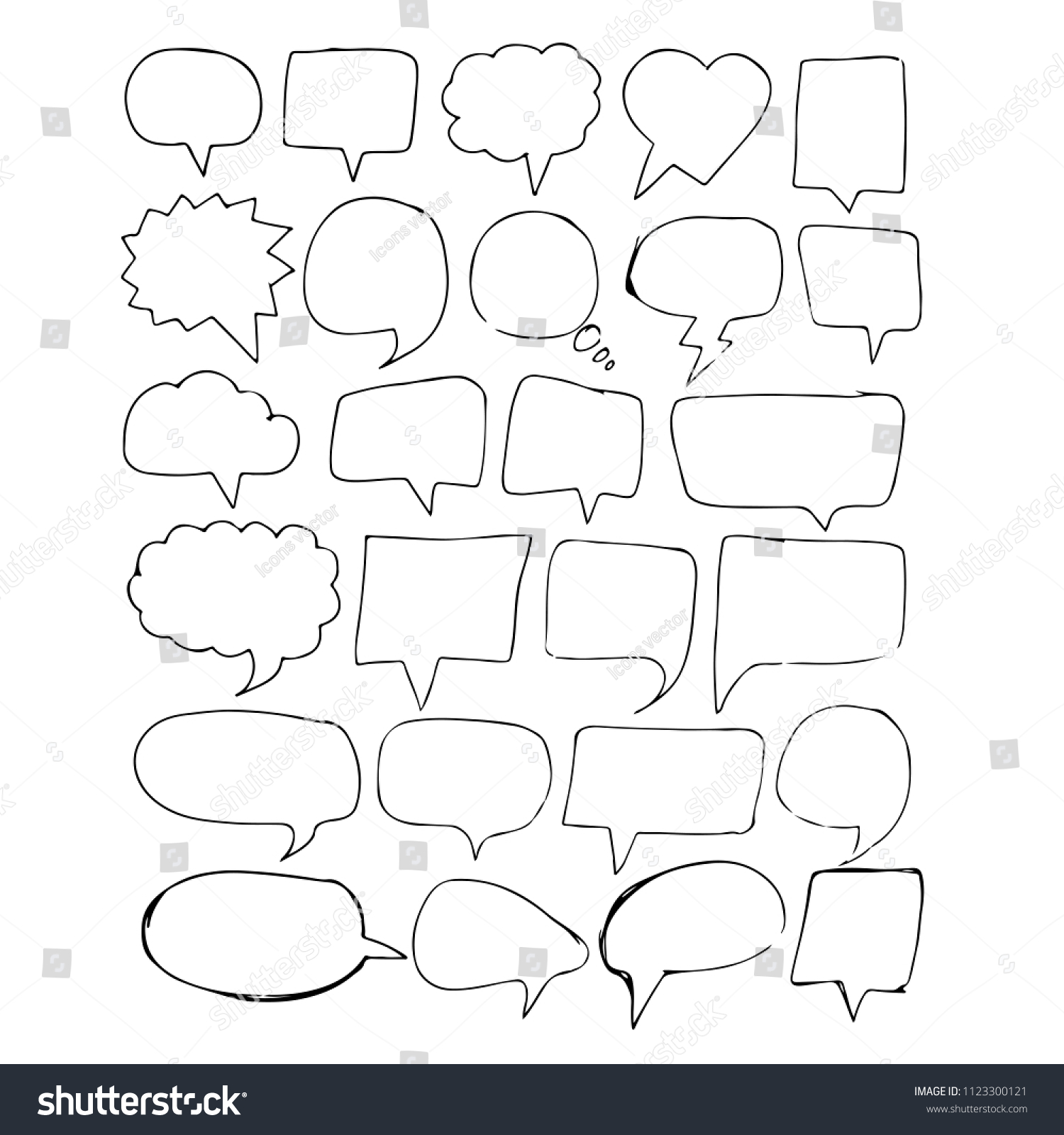 Speech Bubble Icon Hand Drawn Stock Vector Royalty Free 1123300121