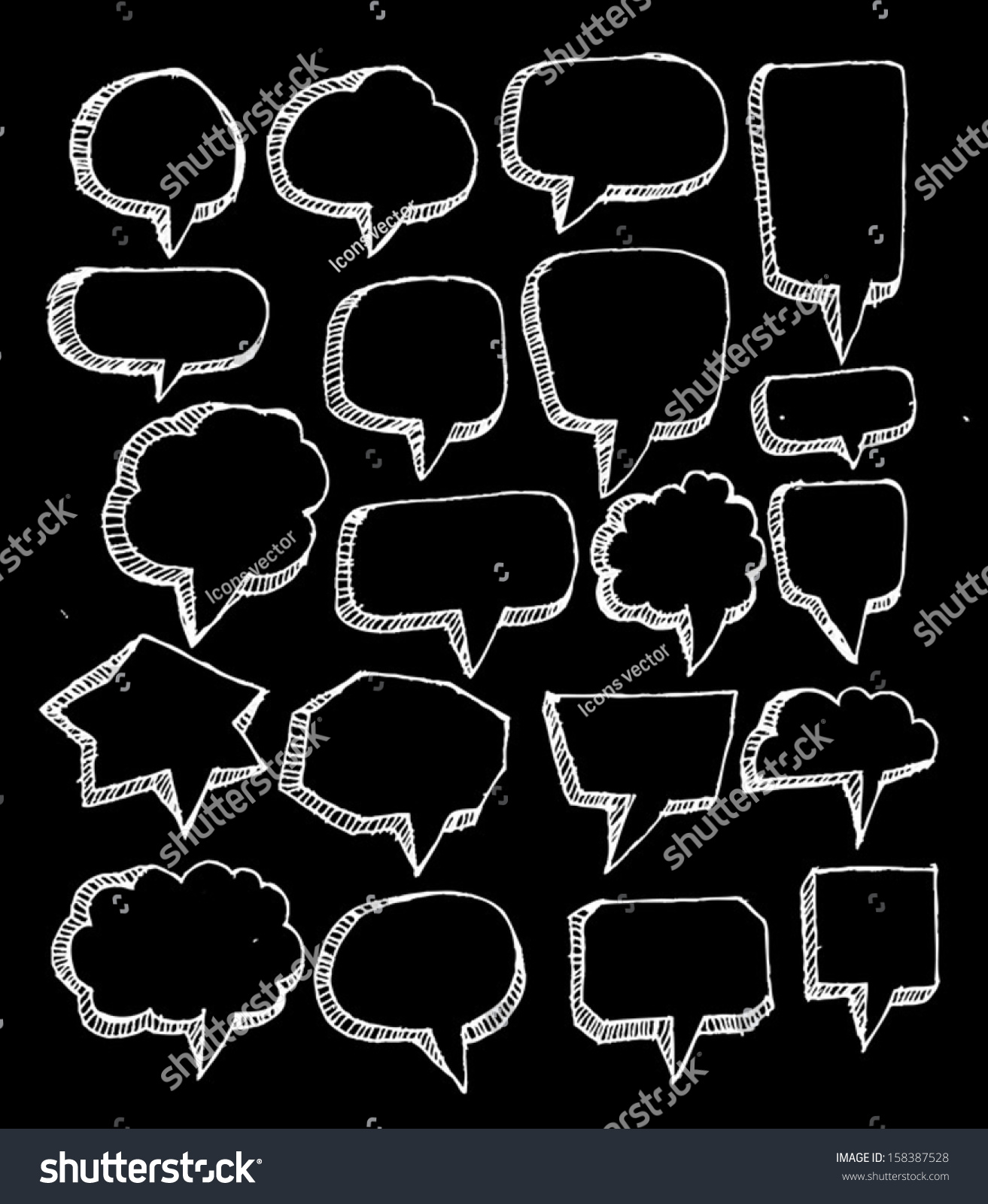 Speech Bubble Sketch Hand Drawn Stock Vector (Royalty Free) 158387528 ...