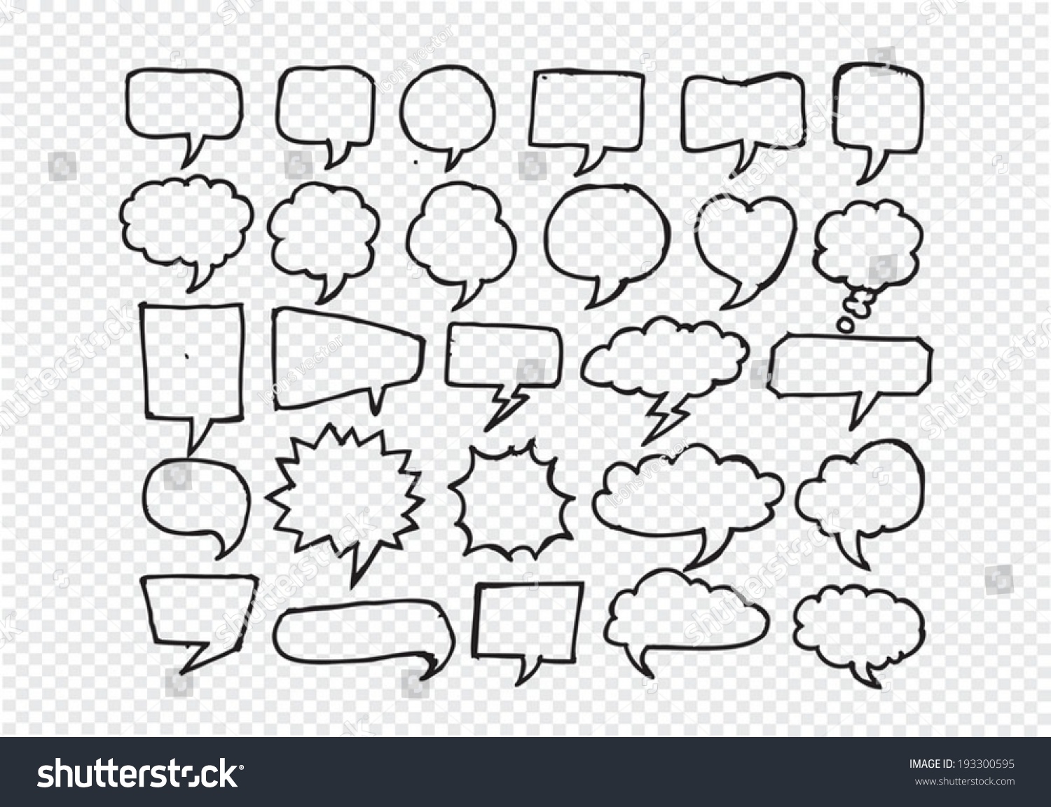 Speech Bubble Sketch Hand Drawn Stock Vector (Royalty Free) 193300595 ...